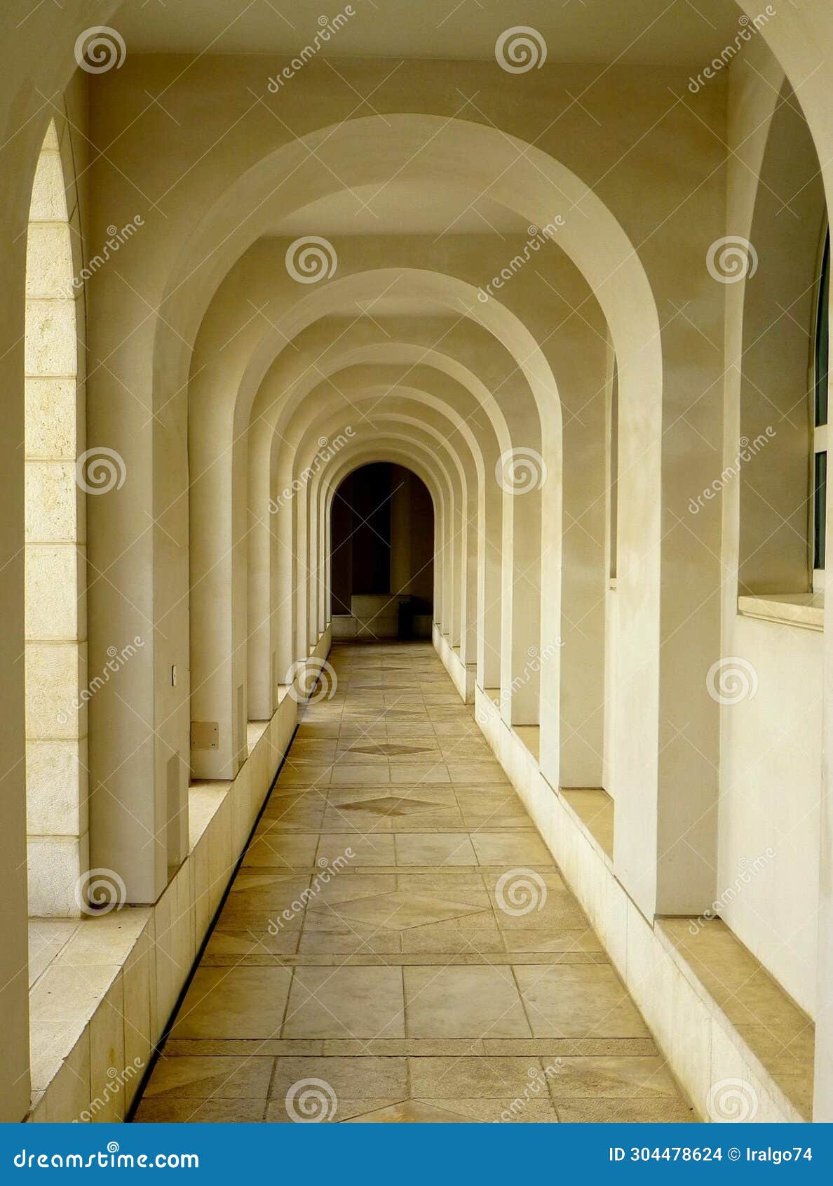 Minimalist Arched Corridor Design with Windows Stock Photo - Image of ...