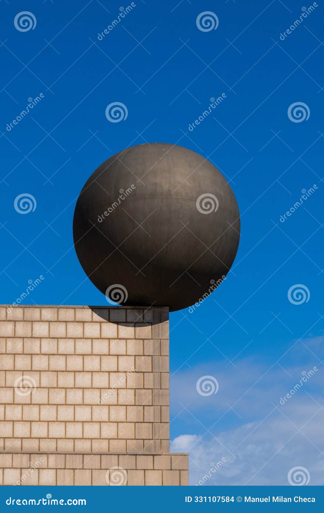 A Minimalist Architectural Design Featuring a Large Sphere Balanced on ...