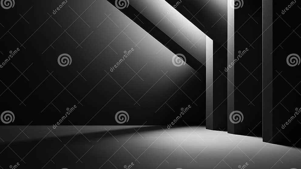 Minimalist Architectural Interior with Dramatic Shadows and Light Rays ...