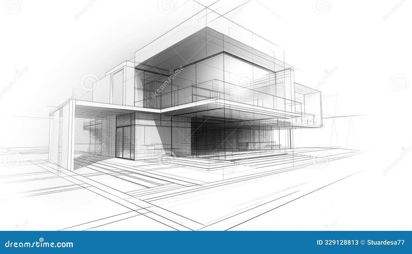 Minimalist Architectural Wireframe Drawing Stock Illustration ...