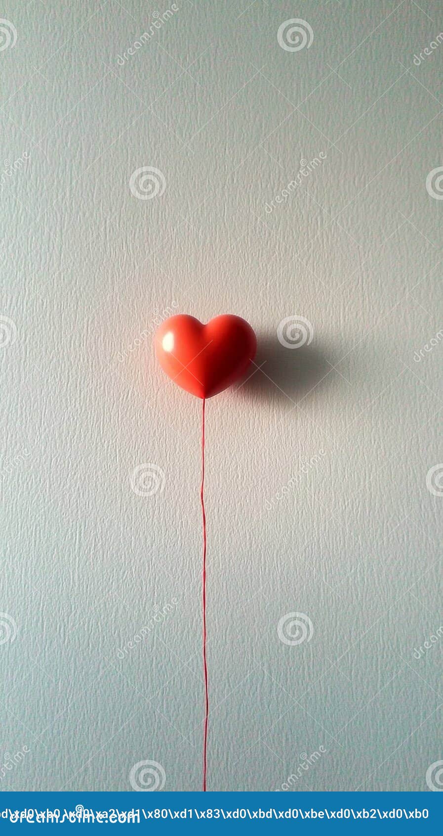 Minimalist Art Featuring a Red Thread Shaped into a Heart on a Light ...