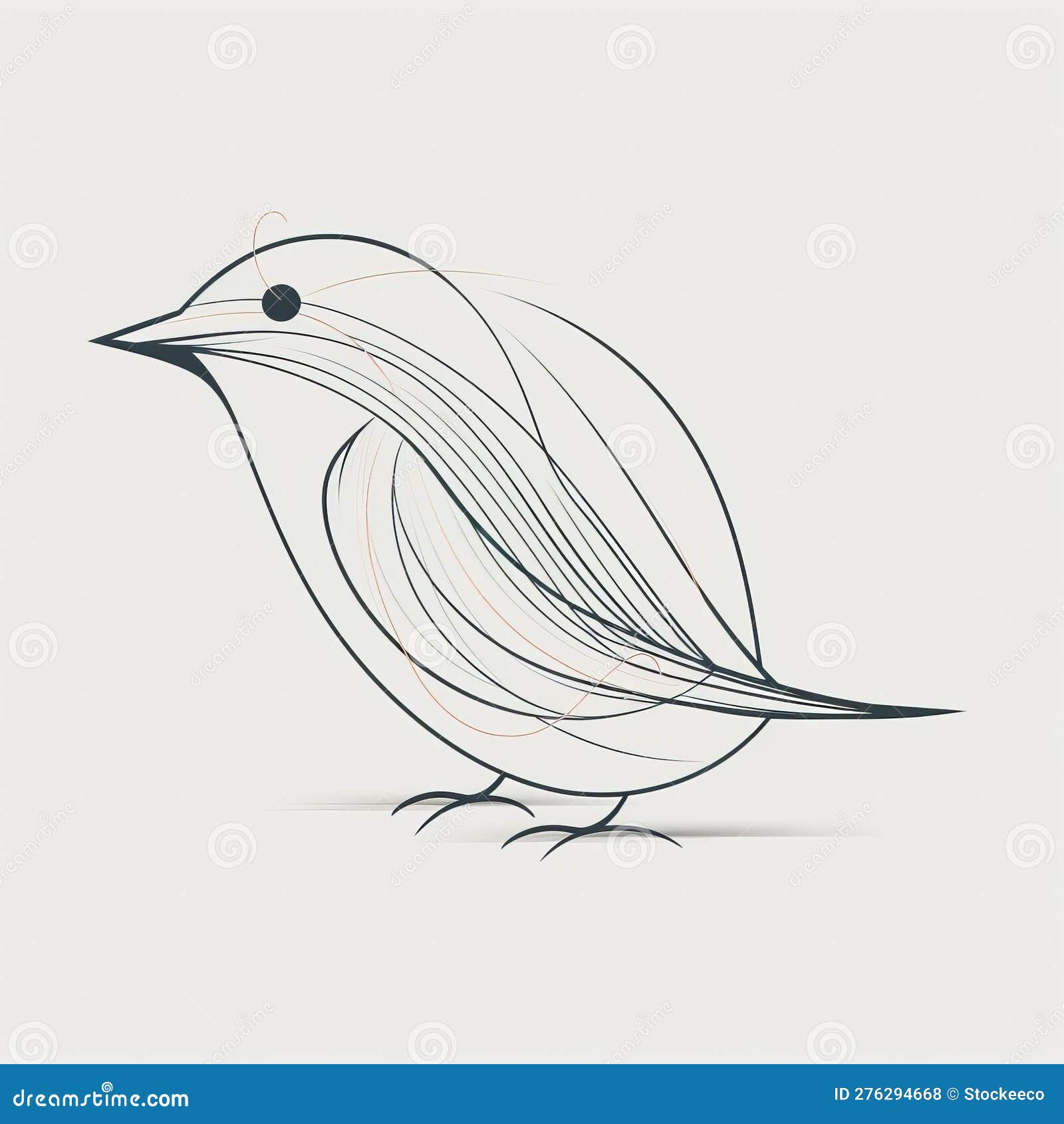 Minimalist Art: a Little Bird in Simple Strokes Stock Illustration ...