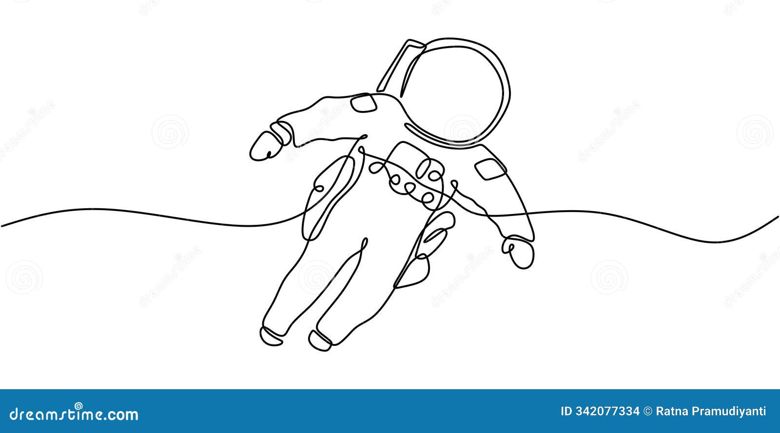 Minimalist Astronaut in Space Continuous Line Drawing for Space ...