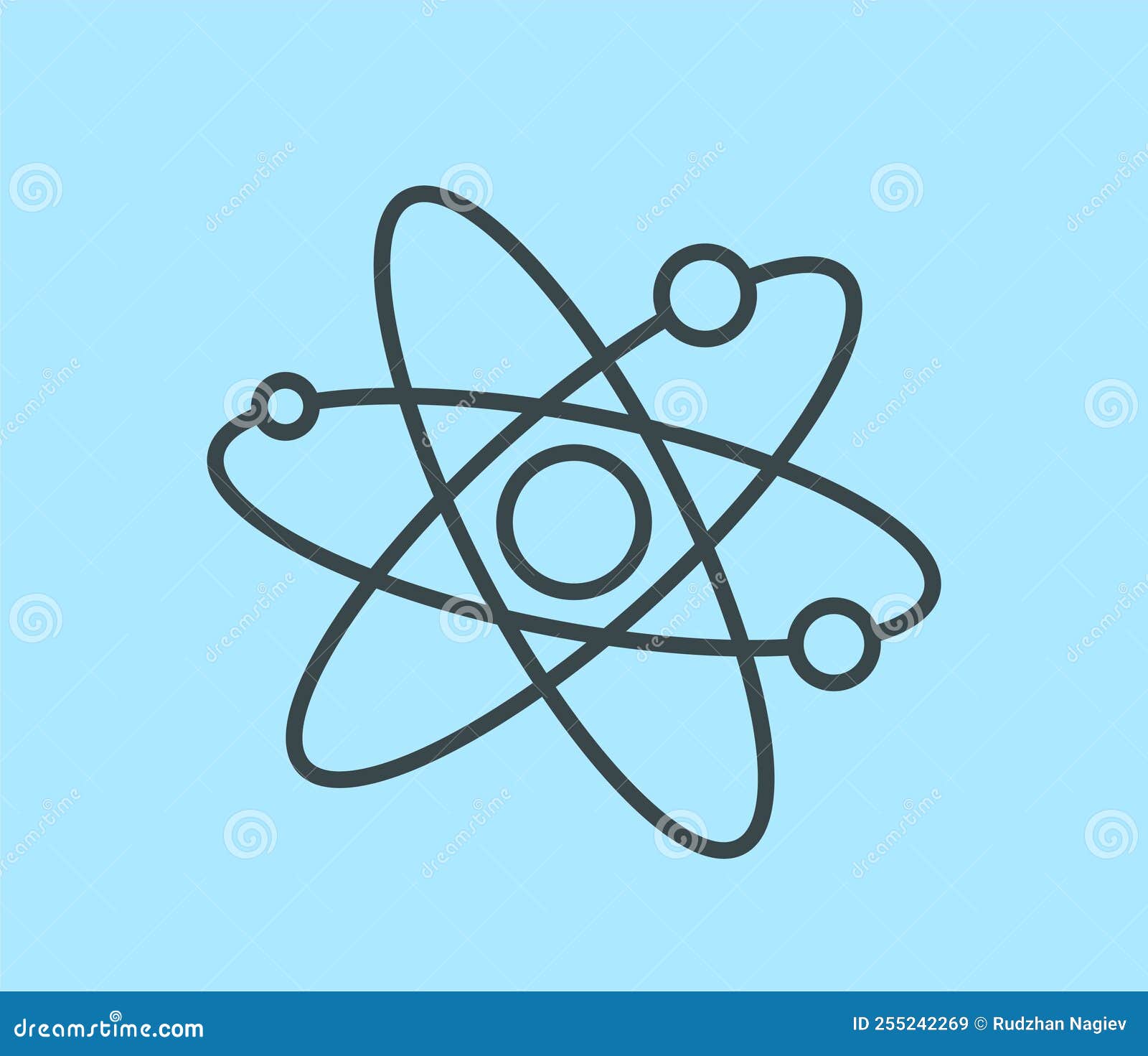 Minimalist atom diagram stock vector. Illustration of chemist - 255242269