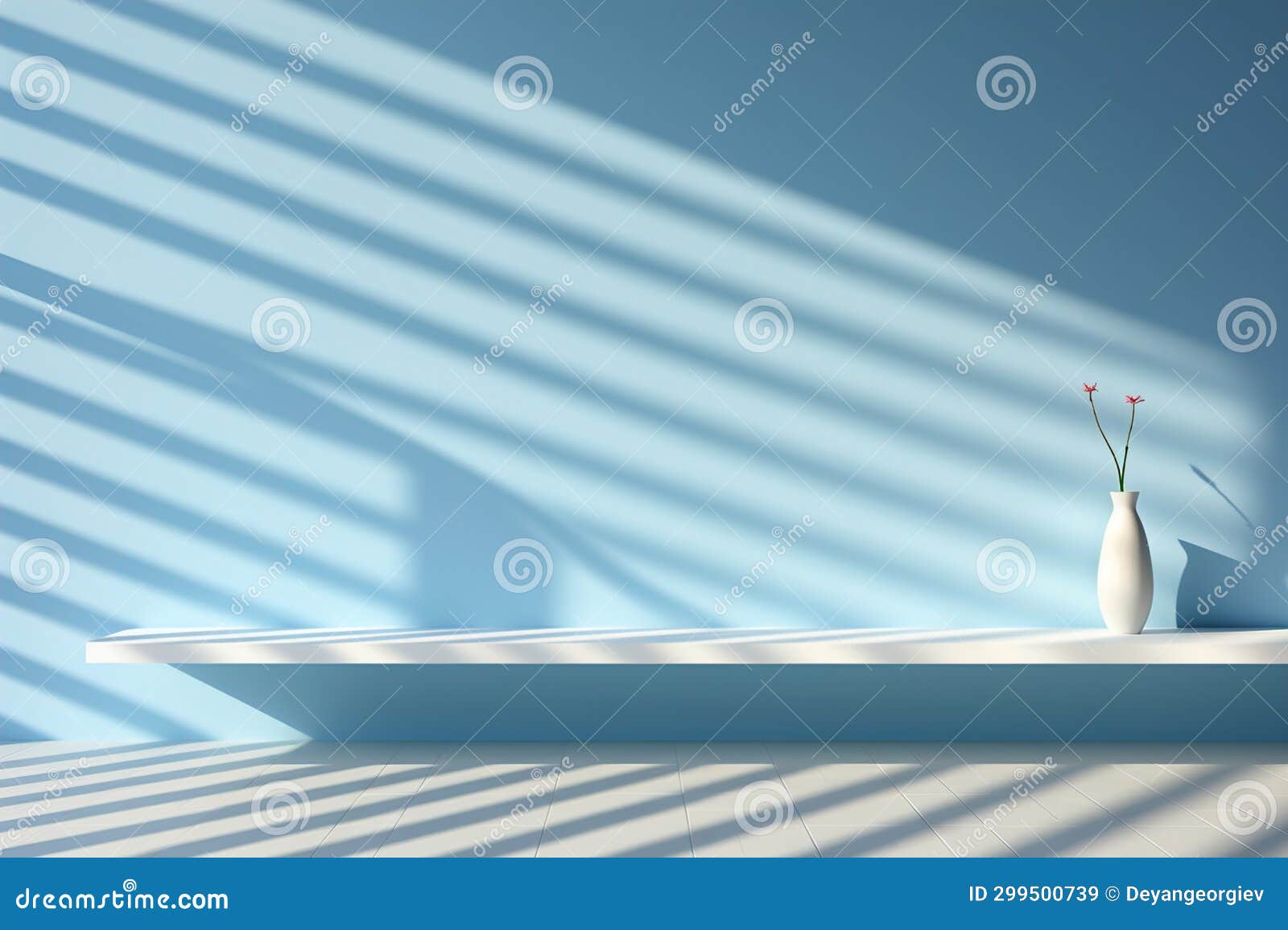 Minimalist Background with Blue Room Interior, Shadows on the Walls ...