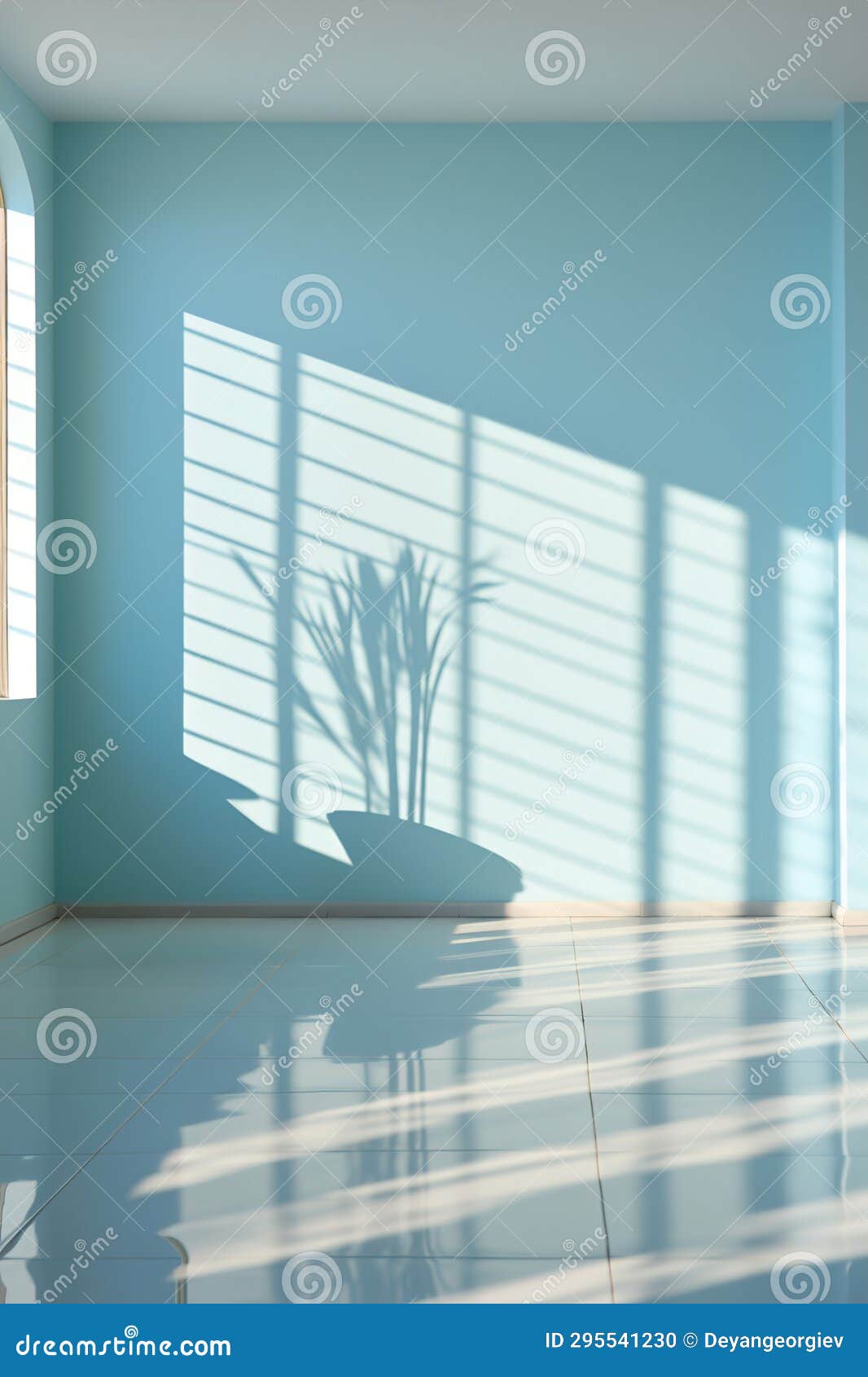 Minimalist Background with Red Room Interior, Shadows on the Walls ...