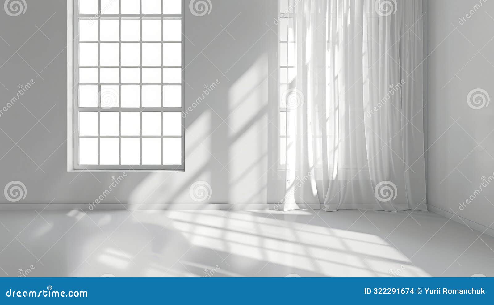 Minimalist Backlit Room with White Curtains and Wall Background for ...