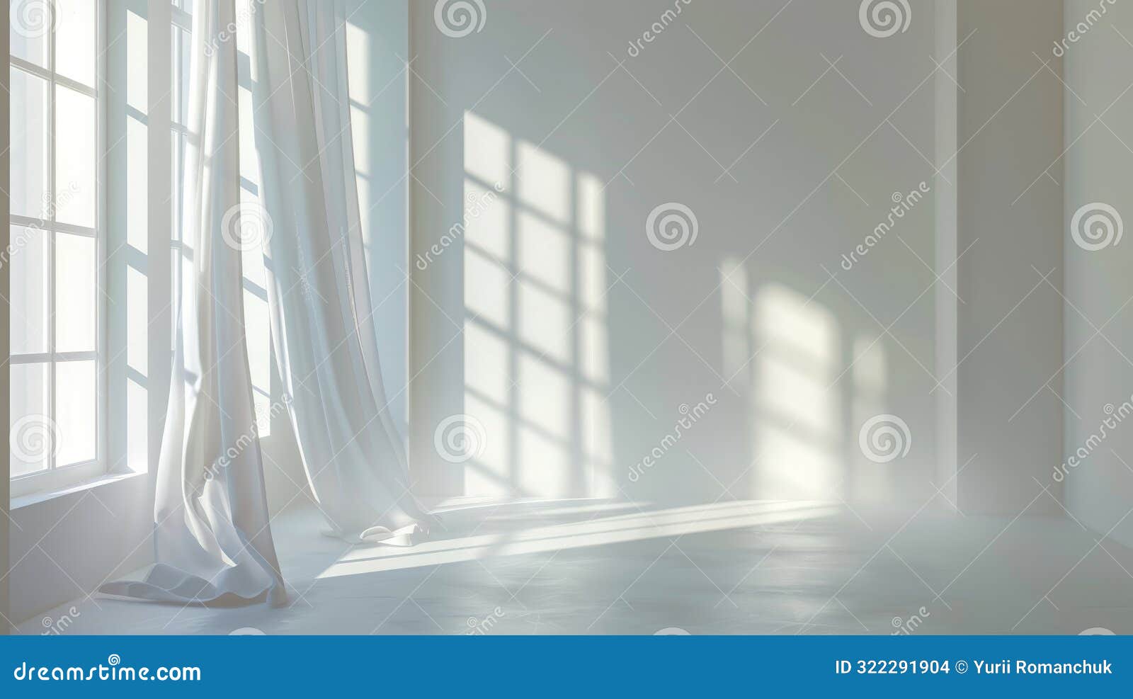 Minimalist Backlit Room with White Curtains and Wall Background for ...