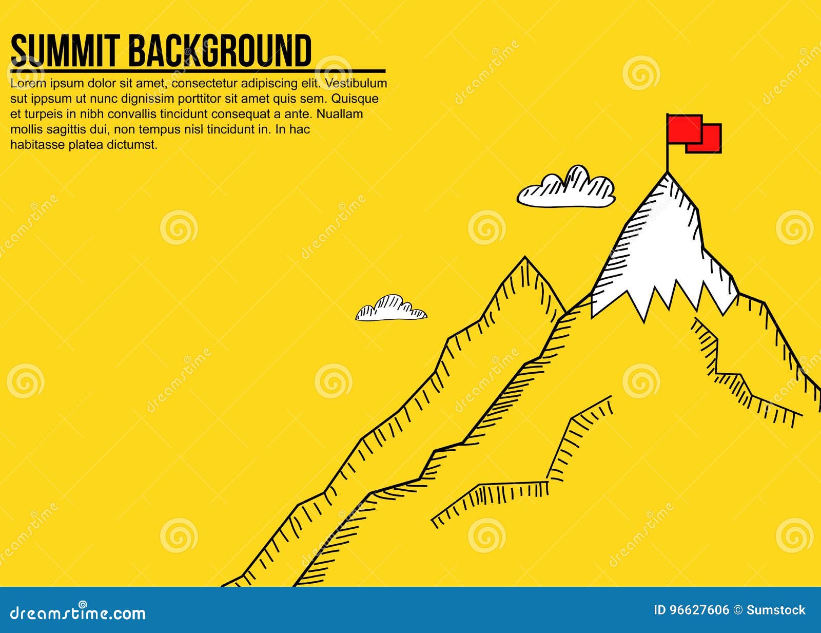 Minimalist Banner of Mountain Summit and Red Flag Stock Vector ...