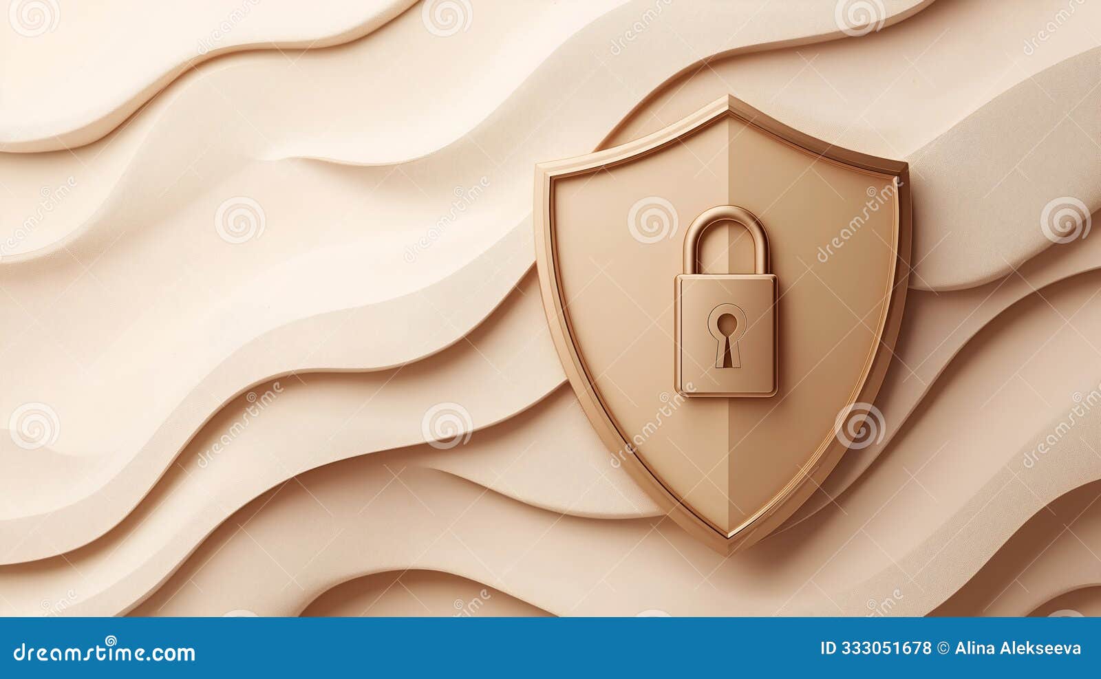 Minimalist Beige Shield with a Lock, Representing Security and Privacy ...