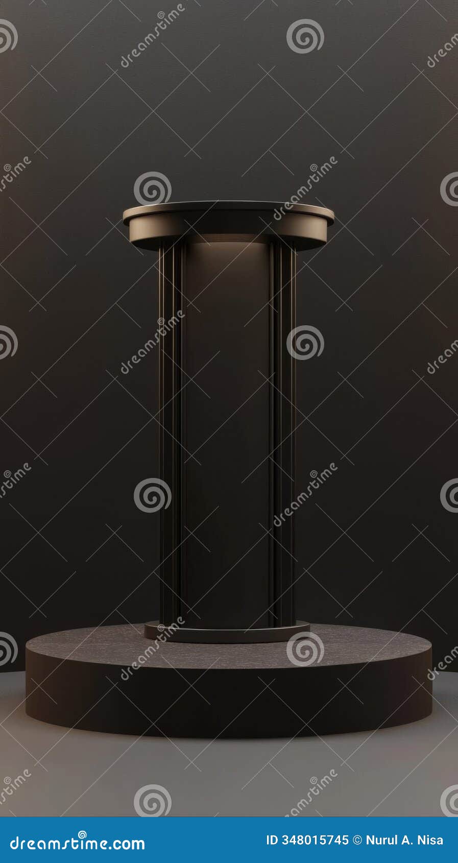 Minimalist Black Column Display Stand - 3D Rendering Stock Illustration ...
