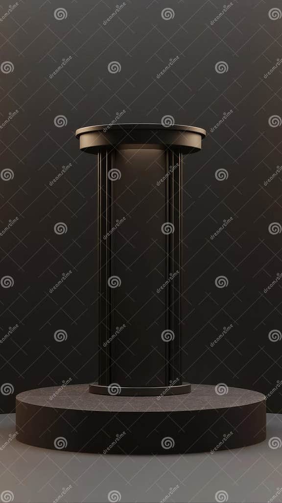 Minimalist Black Column Display Stand - 3D Rendering Stock Illustration ...