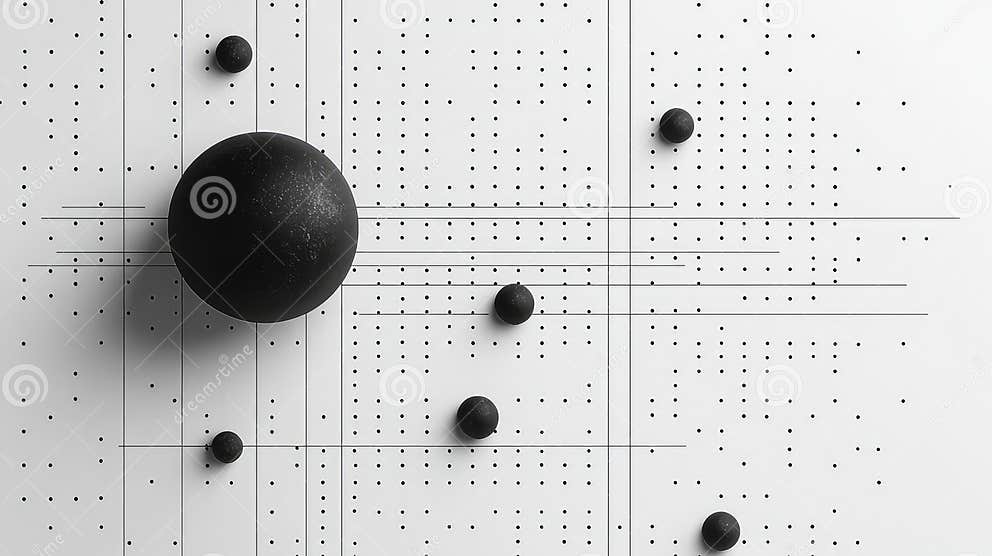 Minimalist Black Dot and Line Pattern on White Backdrop Stock ...