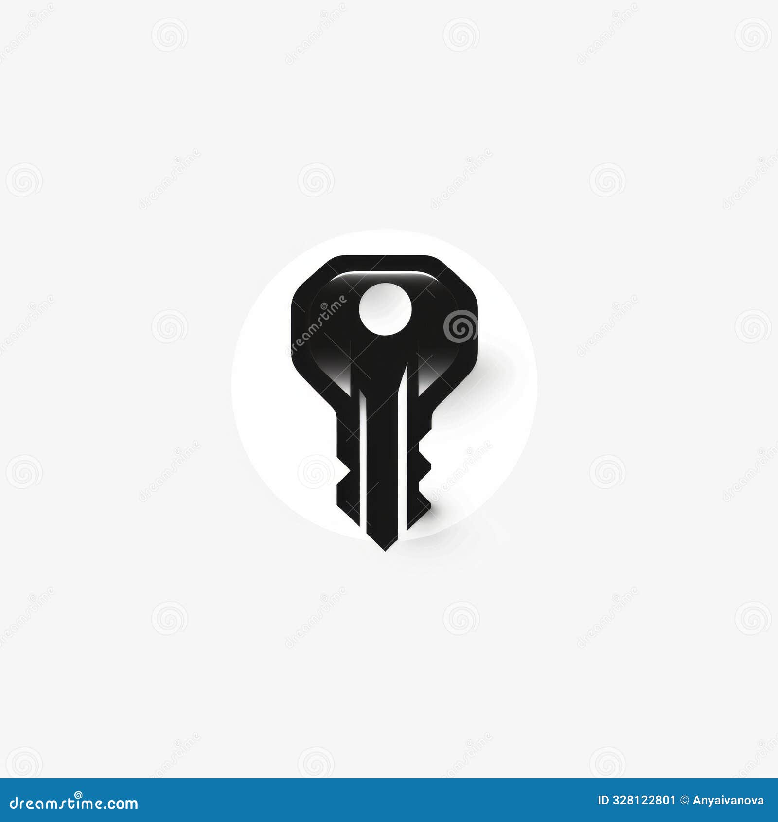 Minimalist Black Key on White Background for Security and Lock Concept ...