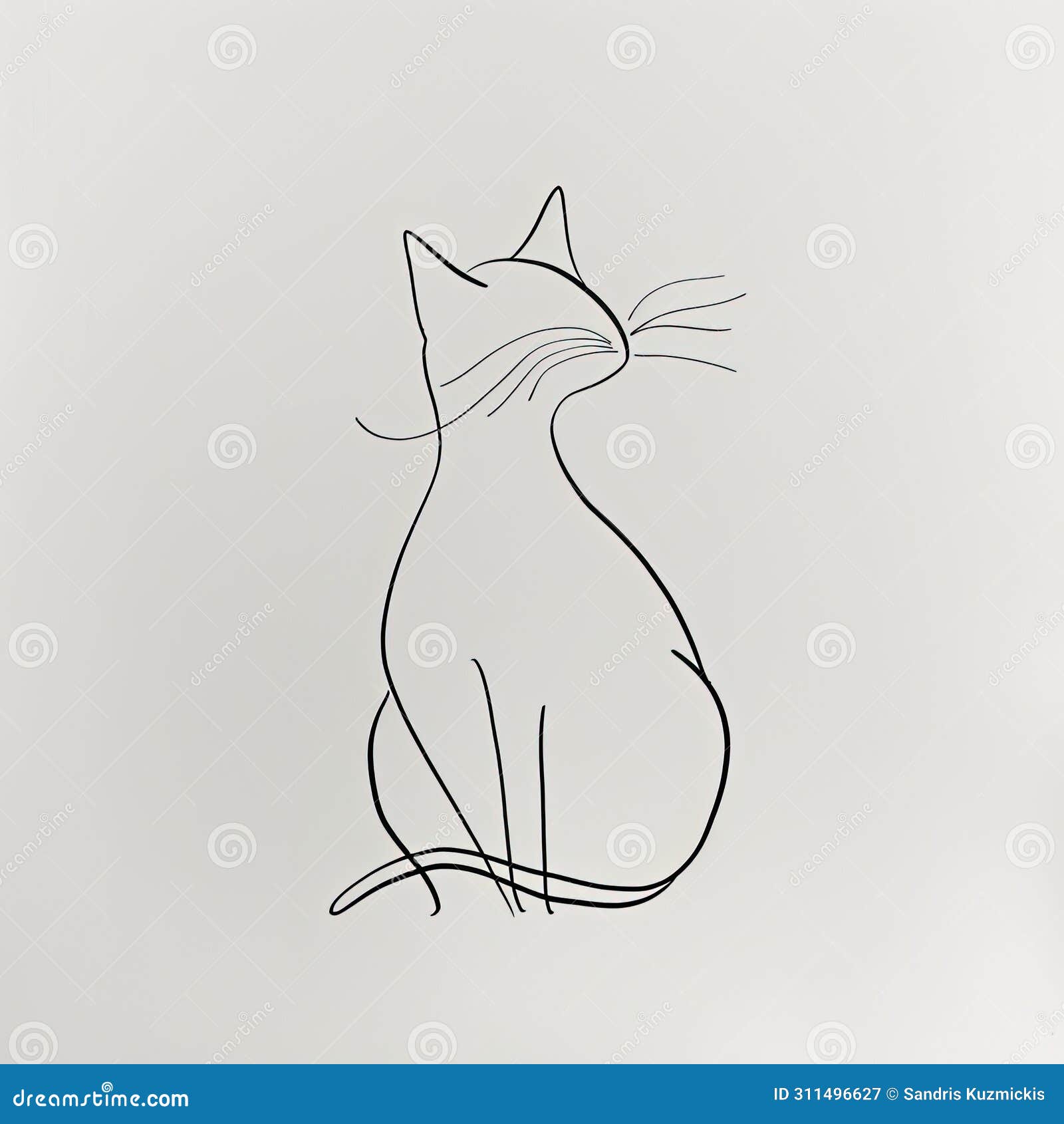 A Minimalist Black Line Drawing of a Cat. Generative AI Stock ...