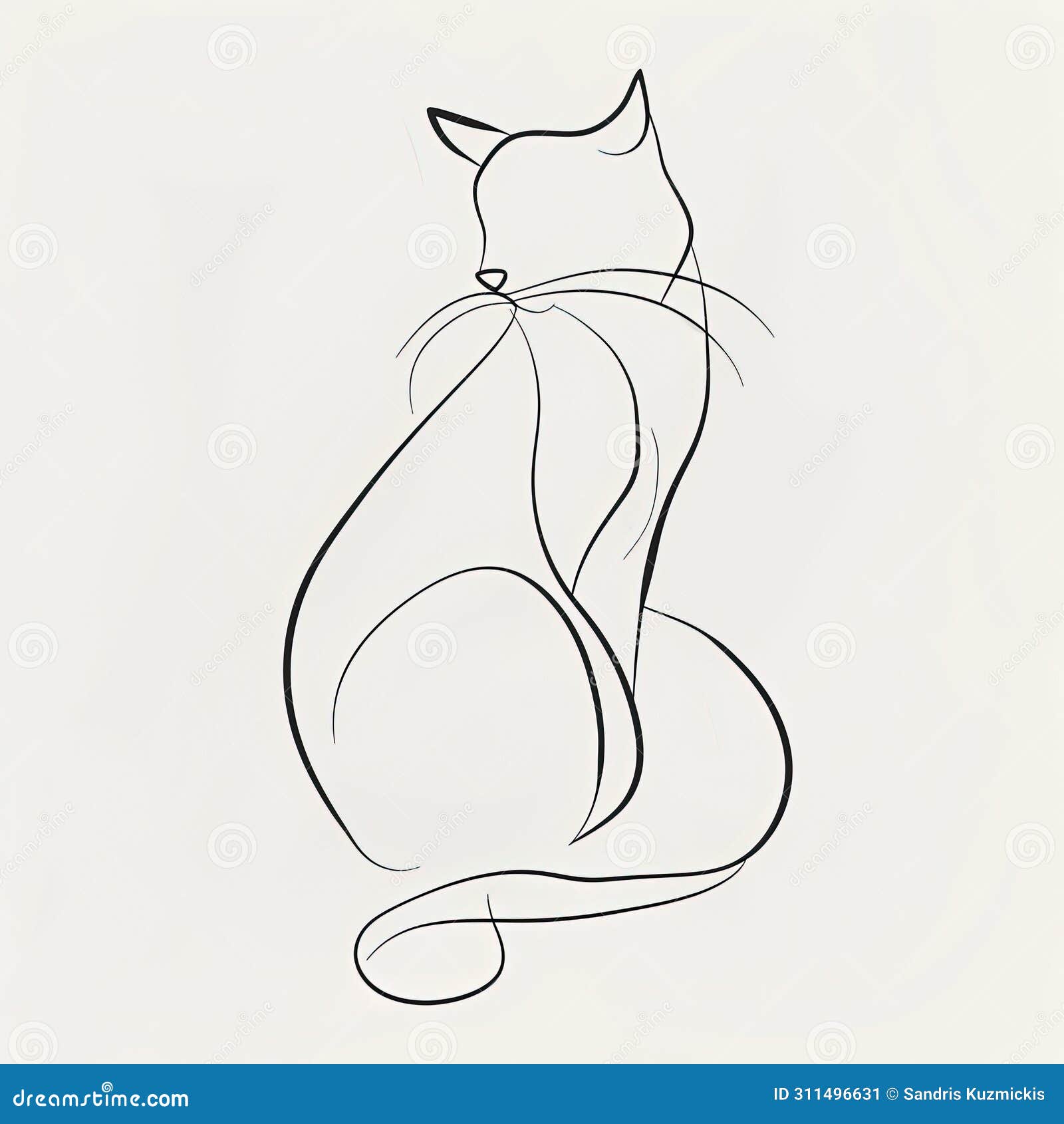 A Minimalist Black Line Drawing of a Cat. Generative AI Stock ...