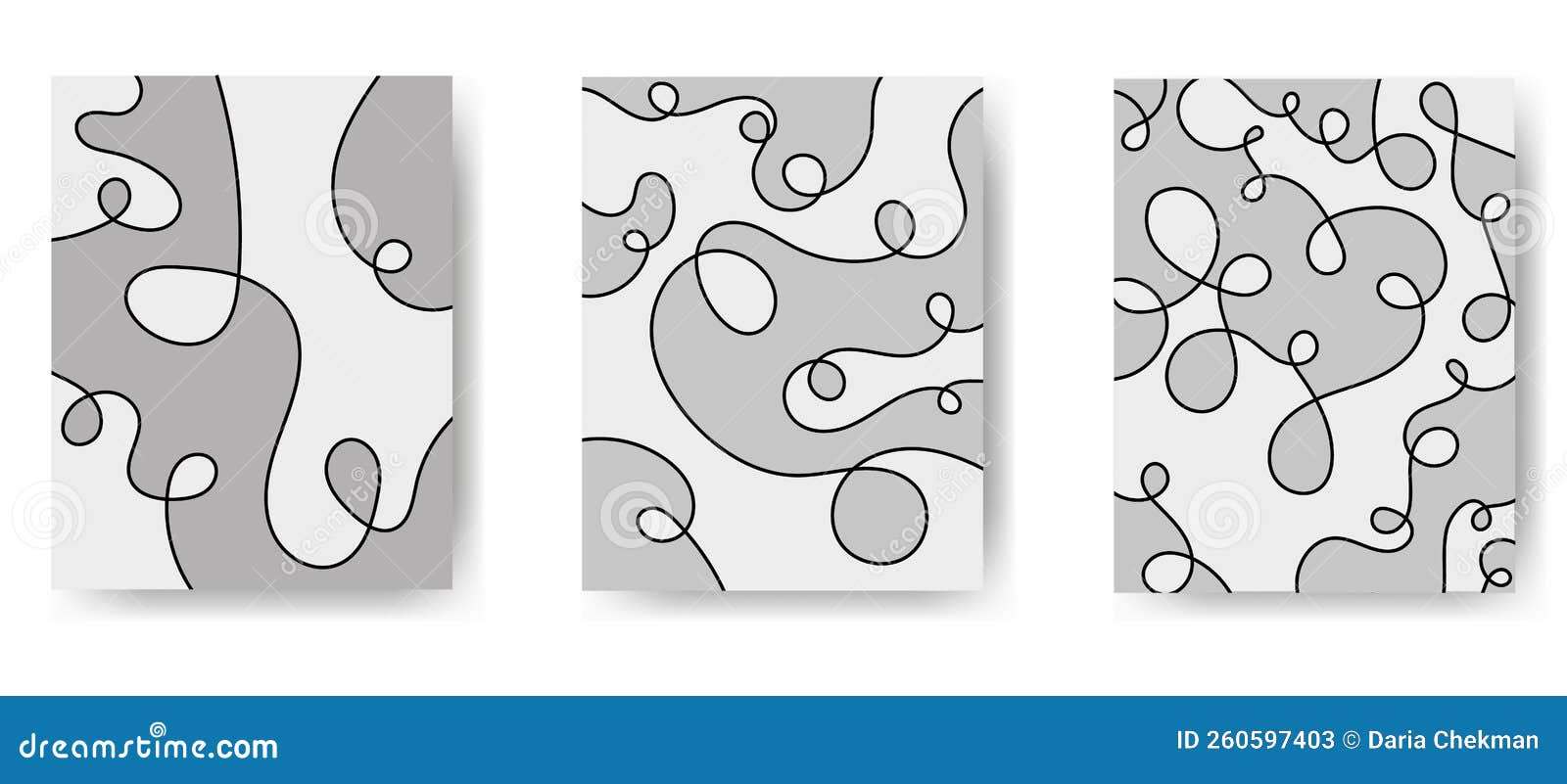 Minimalist Black Line Set. Abstract Art of Flow Lines Stock Vector ...