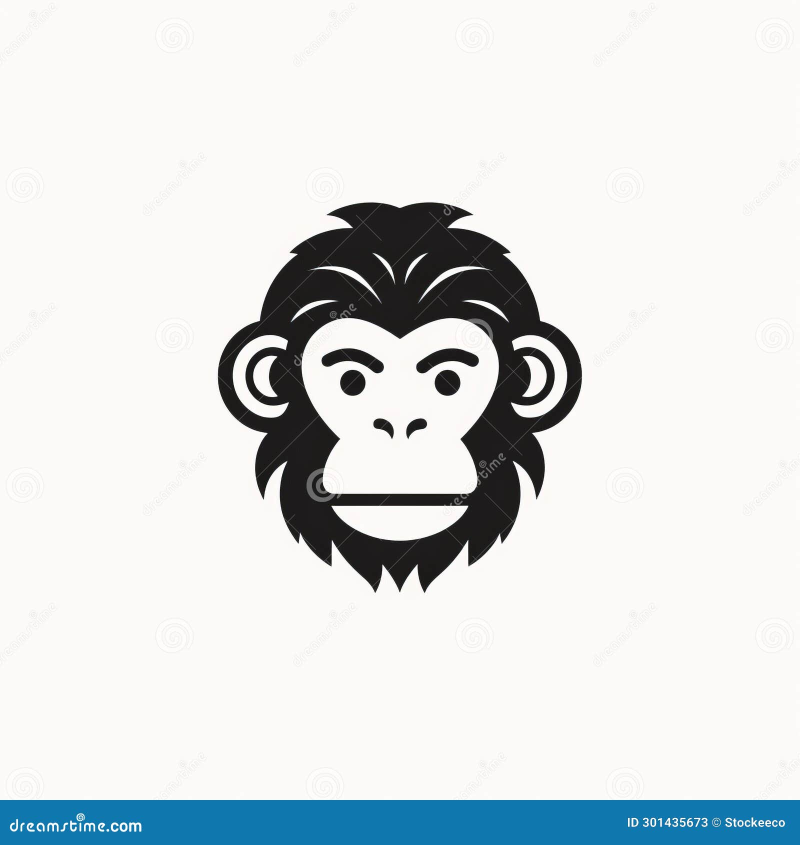 Minimalist Black Monkey Head Logo Design with Precise Simplicity Stock ...