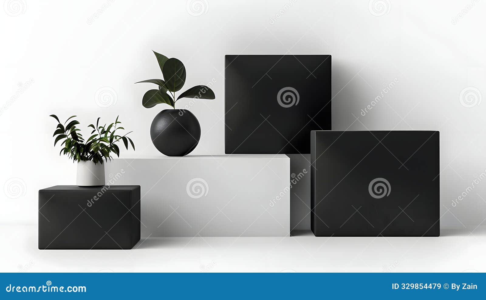Minimalist Black Rectangular Platform Against Clean Background in ...