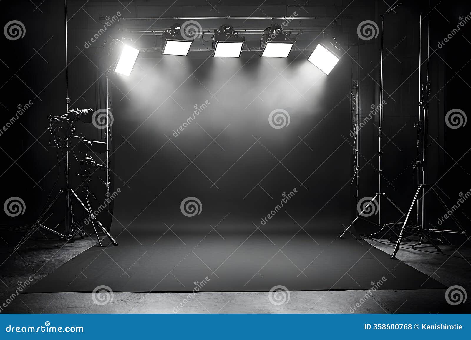 Minimalist Black Studio Stage with Bright LED Lighting Stock Photo ...
