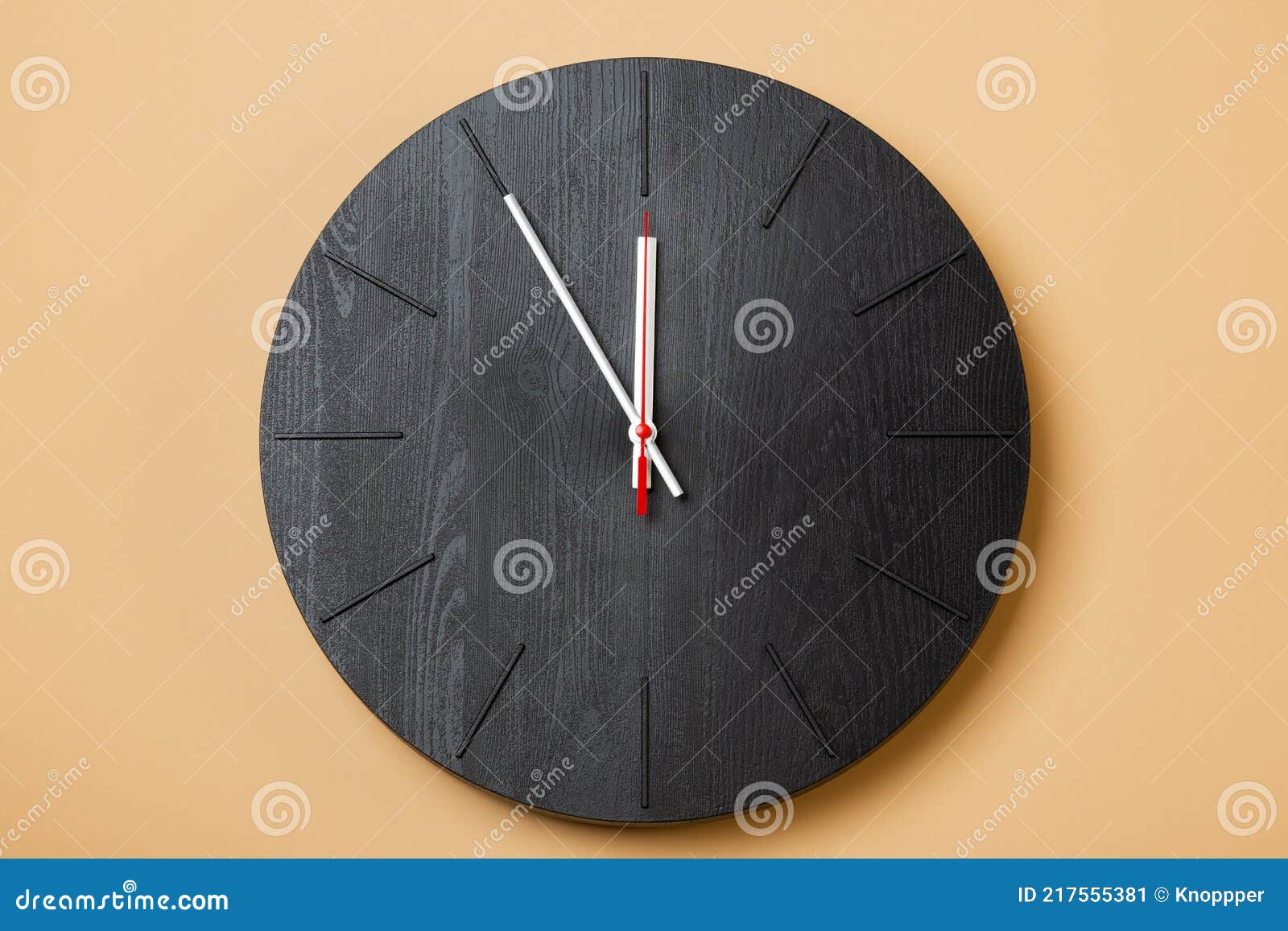 Minimalist Black Wall Clocks on Brown Background Stock Image - Image of ...