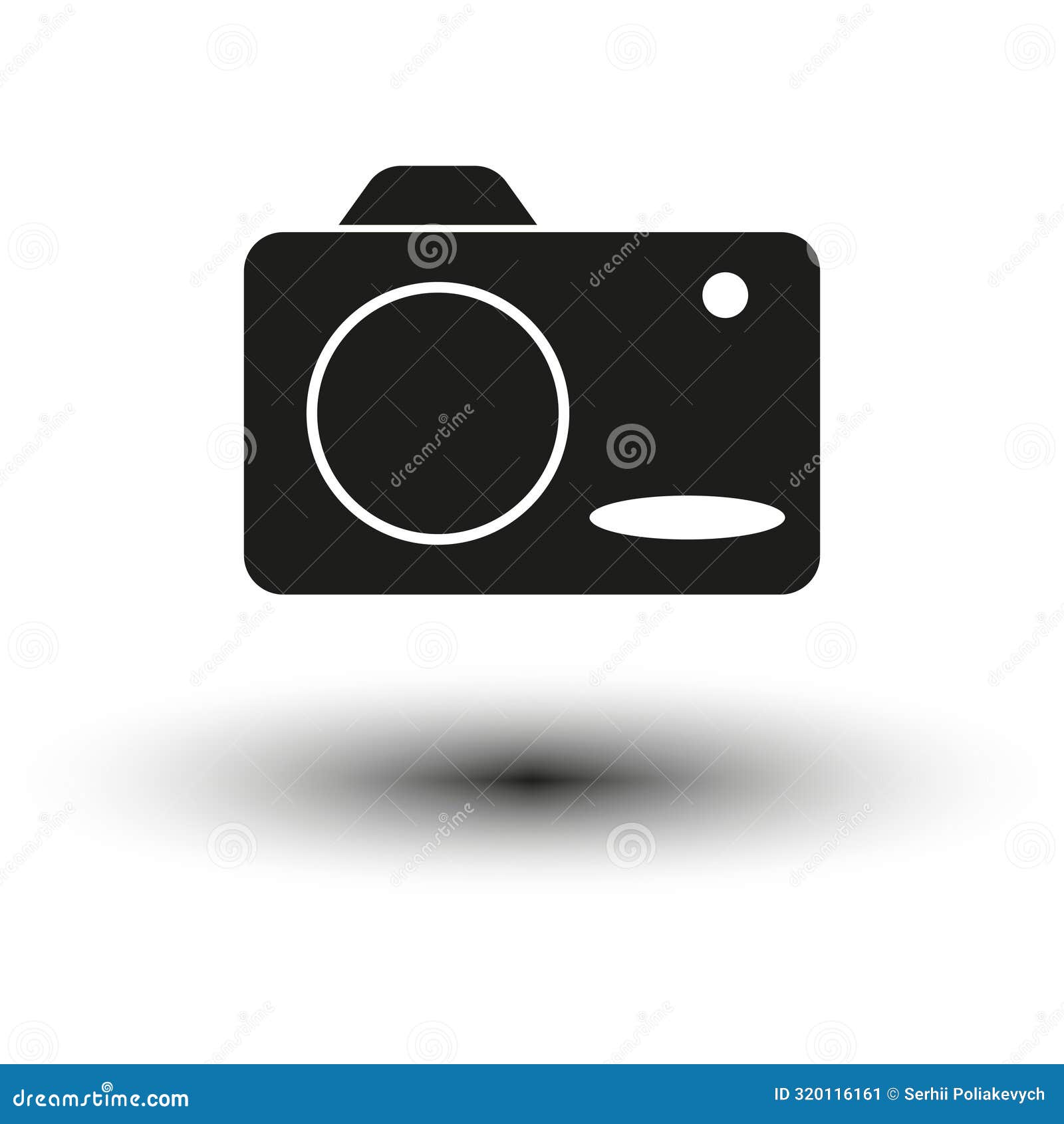 Minimalist Black and White Camera Icon with Shadow Effect. Stock Vector ...