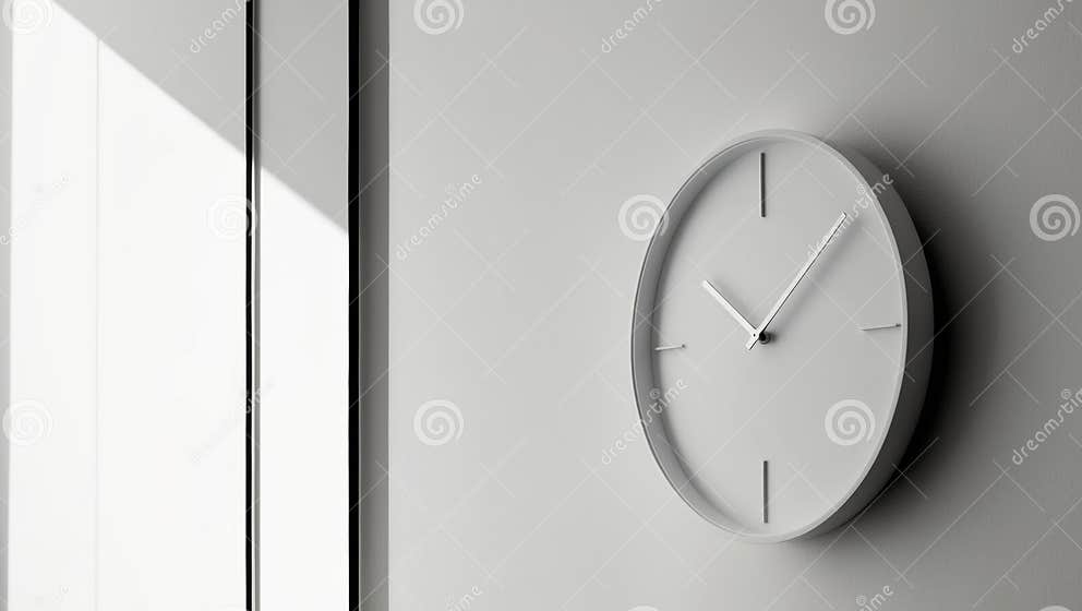 Minimalist Black and White Clock on a White Wall, Time and Simplicity ...