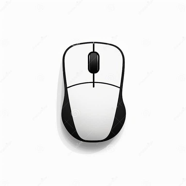 Minimalist Black and White Computer Mouse on White Background Stock ...