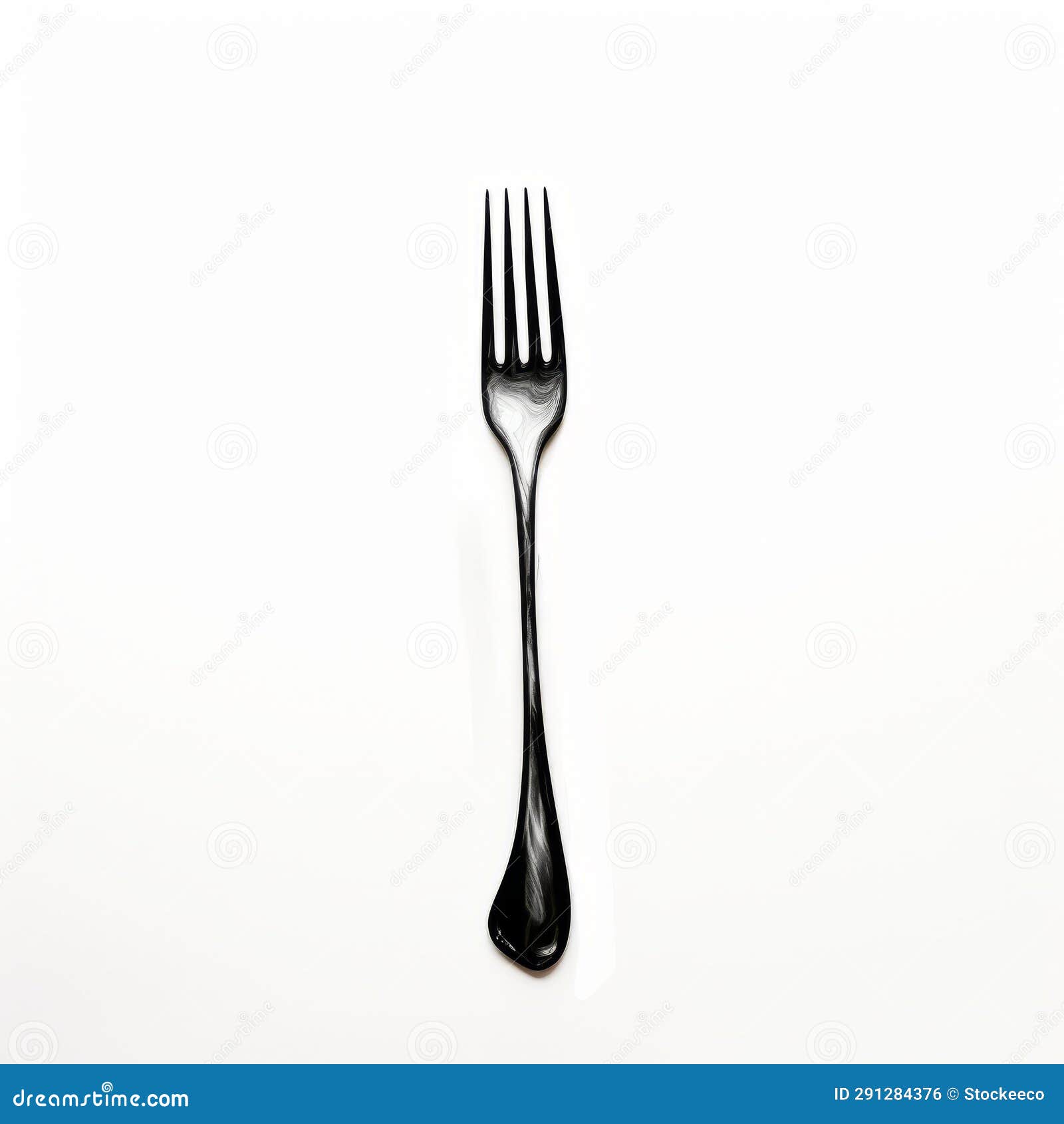 Minimalist Black and White Fork Art with Distorted Perspective Stock ...