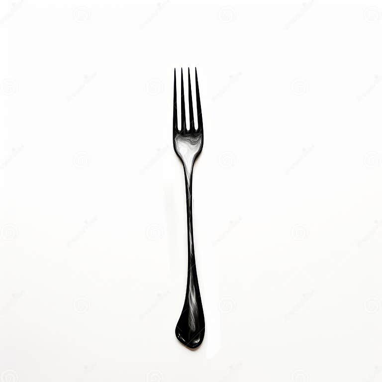 Minimalist Black and White Fork Art with Distorted Perspective Stock ...