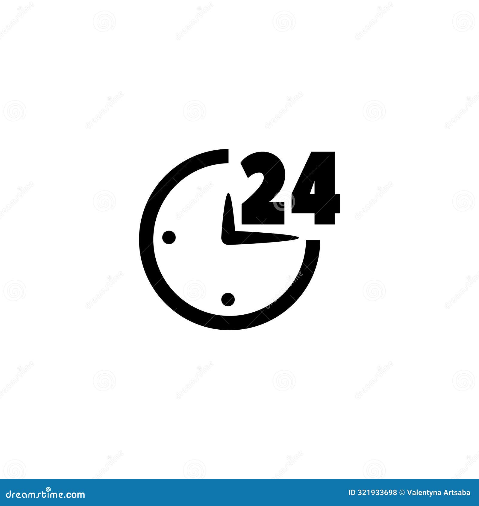 A Minimalist Black and White Icon Depicting a Stylized 24-hour Clock ...