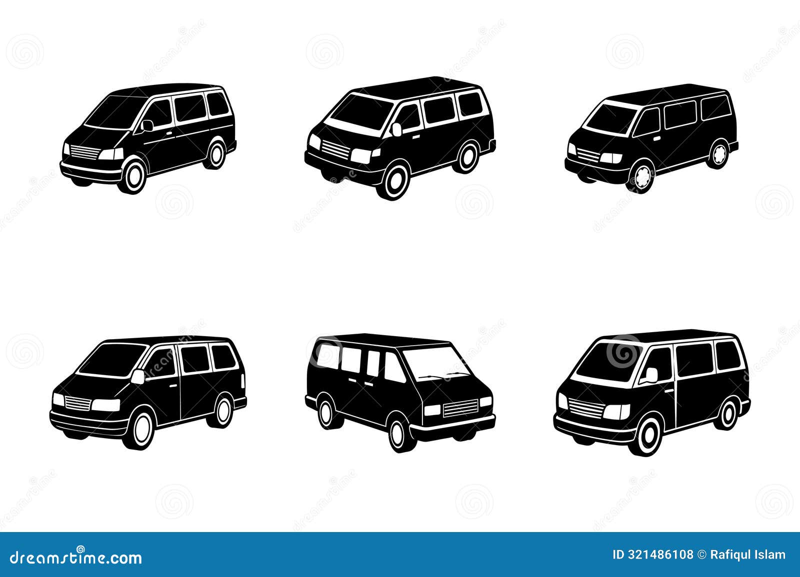 Black and White Minivan Vector Illustration Stock Vector - Illustration ...