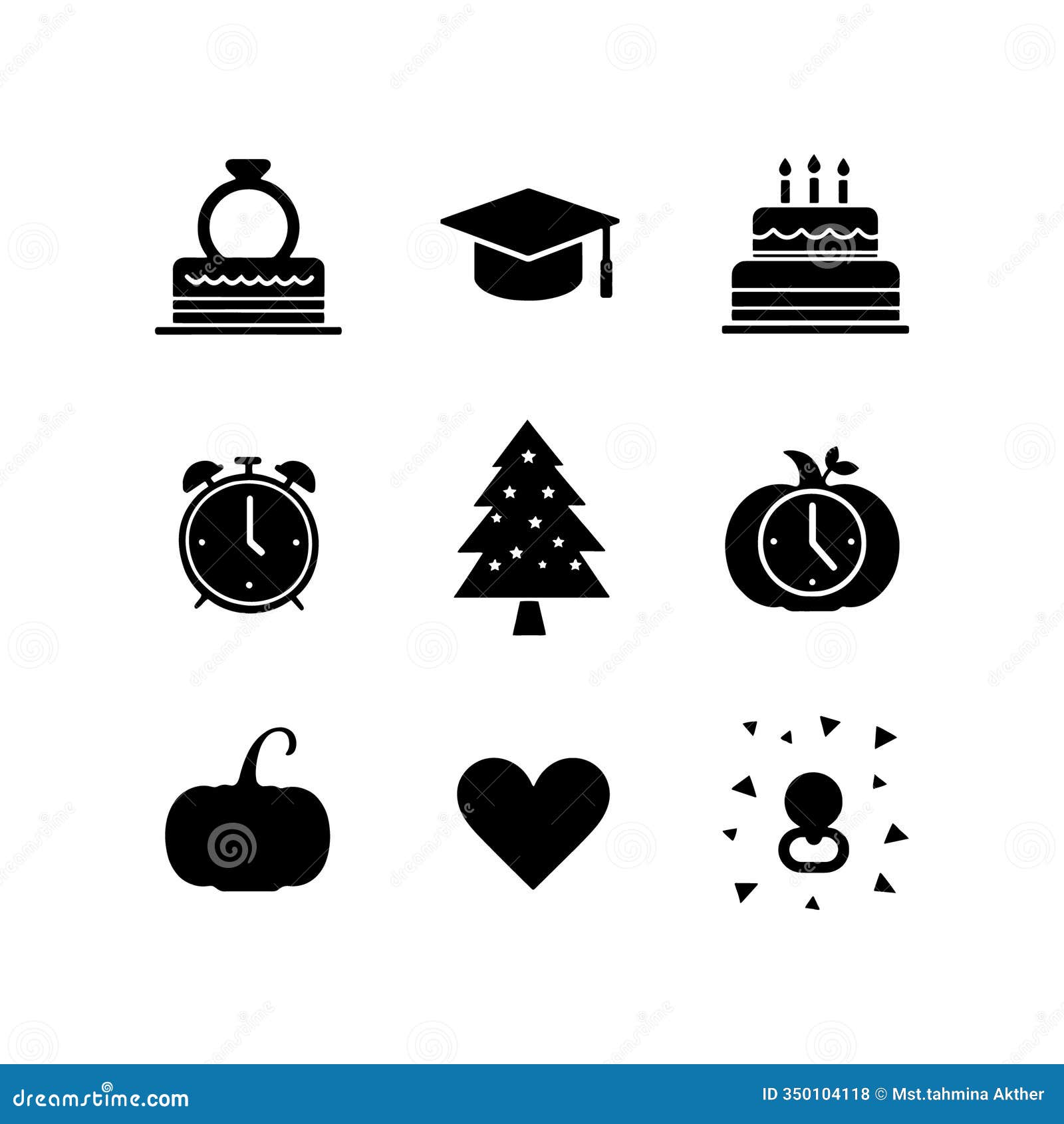 Simple Black Icons of Celebration and Festivities Stock Vector ...
