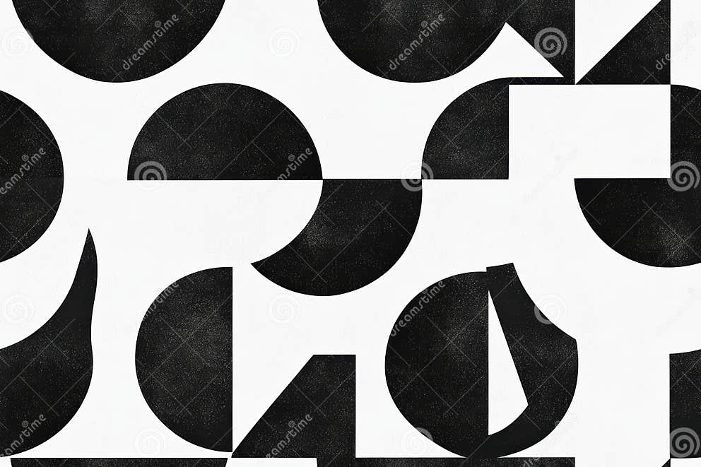 A Minimalist Black-and-white Seamless Pattern of Overlapping Circles ...