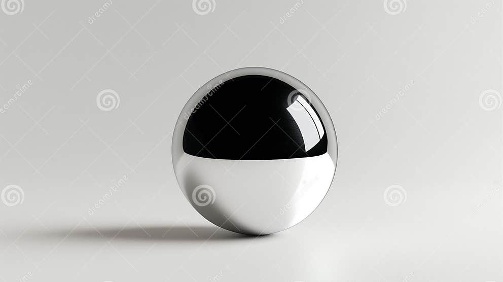 A Minimalist, Black-and-white, Spherical Object with a Reflective ...