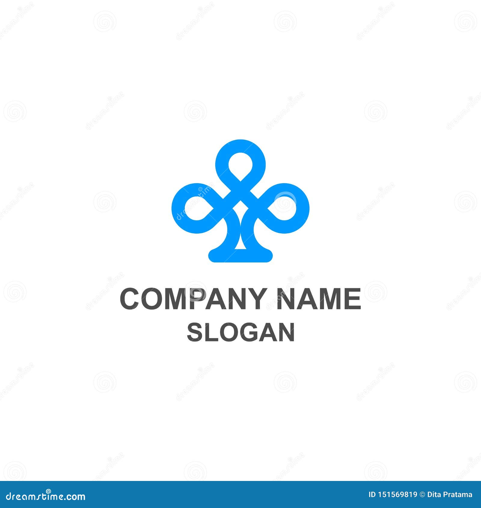 Minimalist Blue Clover Logo. Royalty-Free Stock Photo | CartoonDealer ...