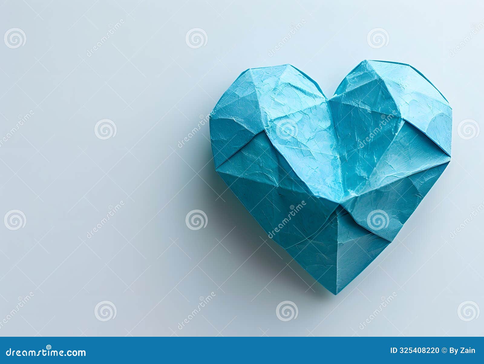 Minimalist Blue Heart Shape Paper White Background Stock Illustration ...