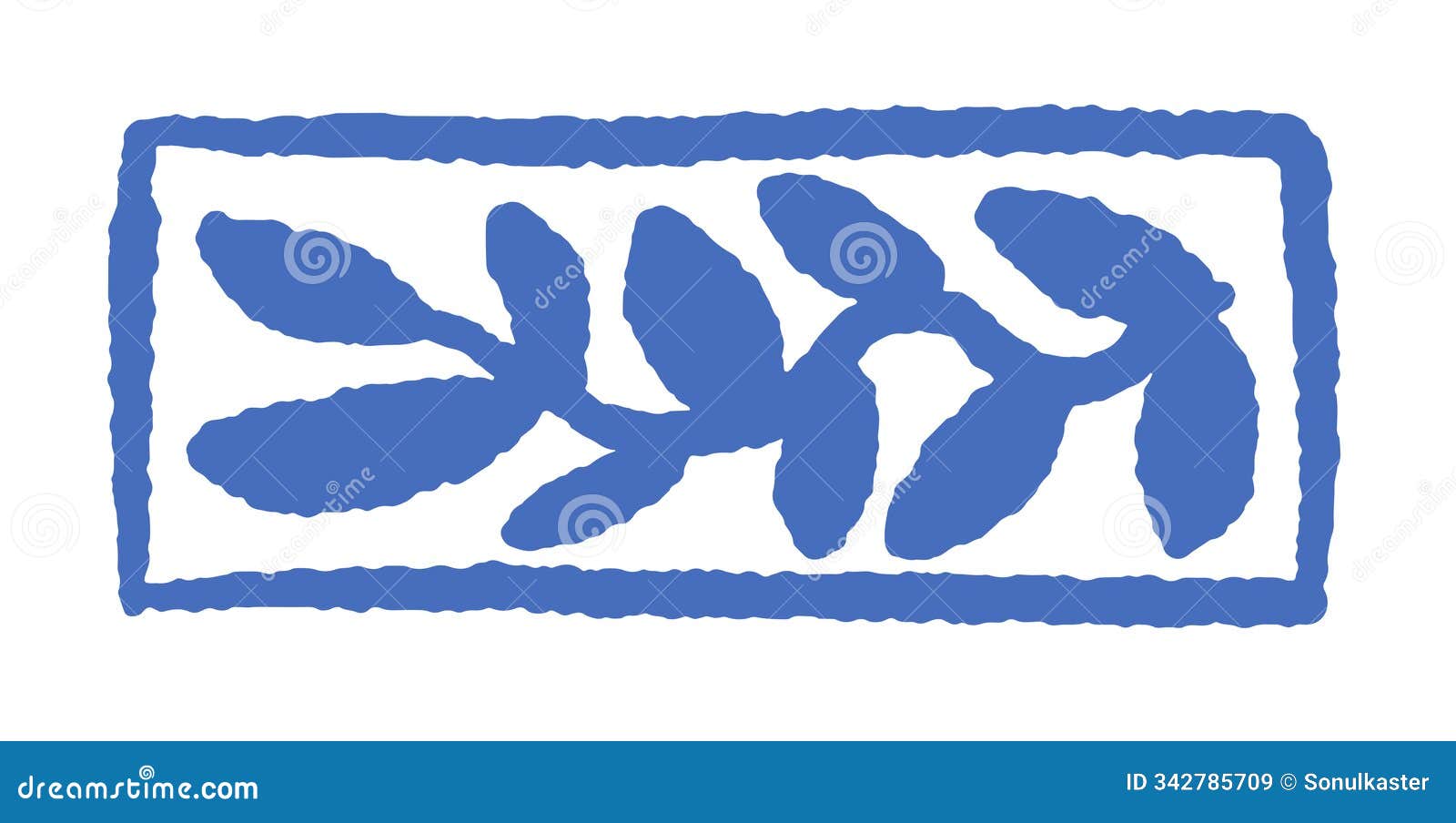 Minimalist Blue Leaf Rectangle Border Stock Illustration - Illustration ...
