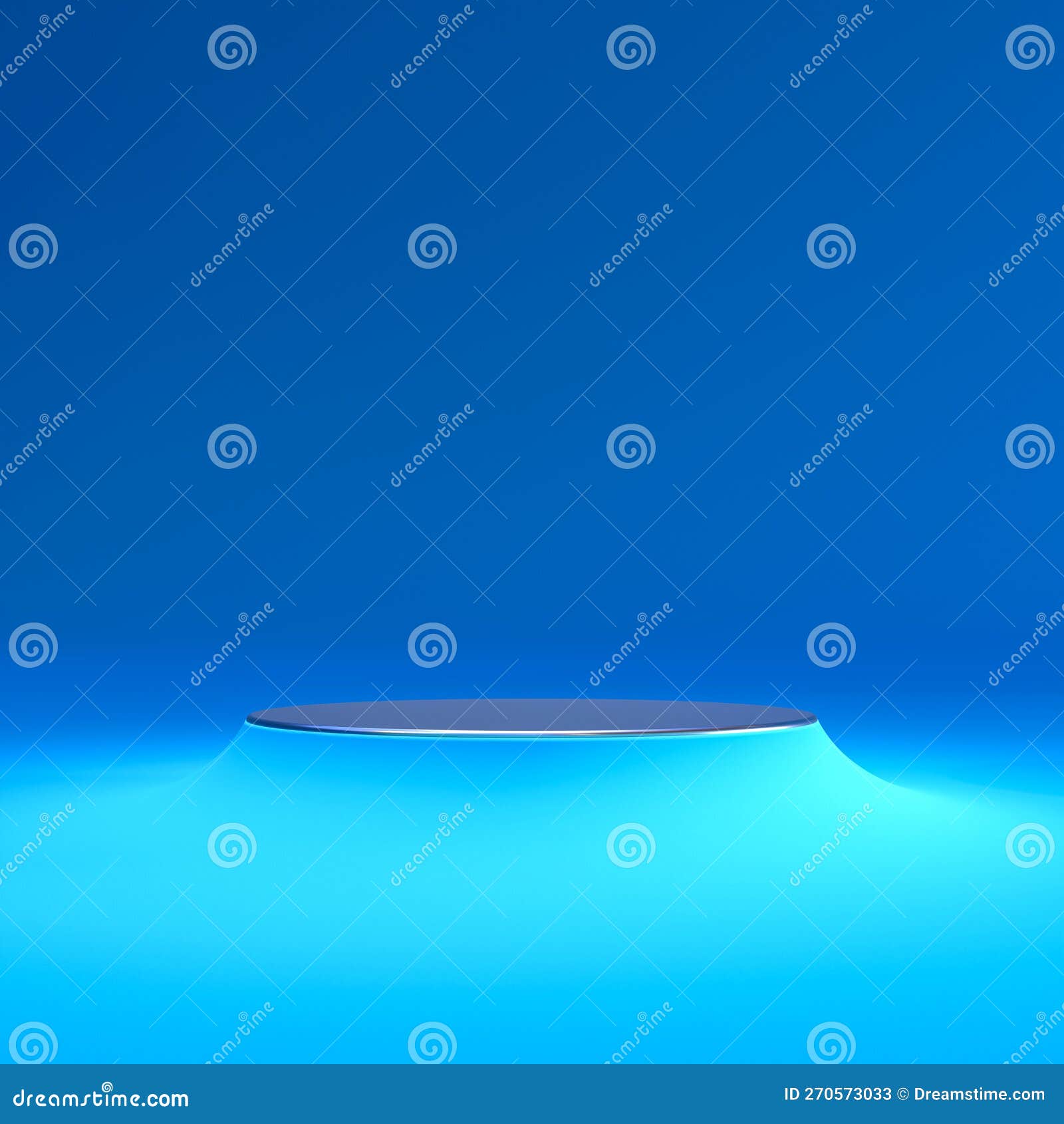 Minimalist Blue Podium with Metal Disc Stock Illustration ...