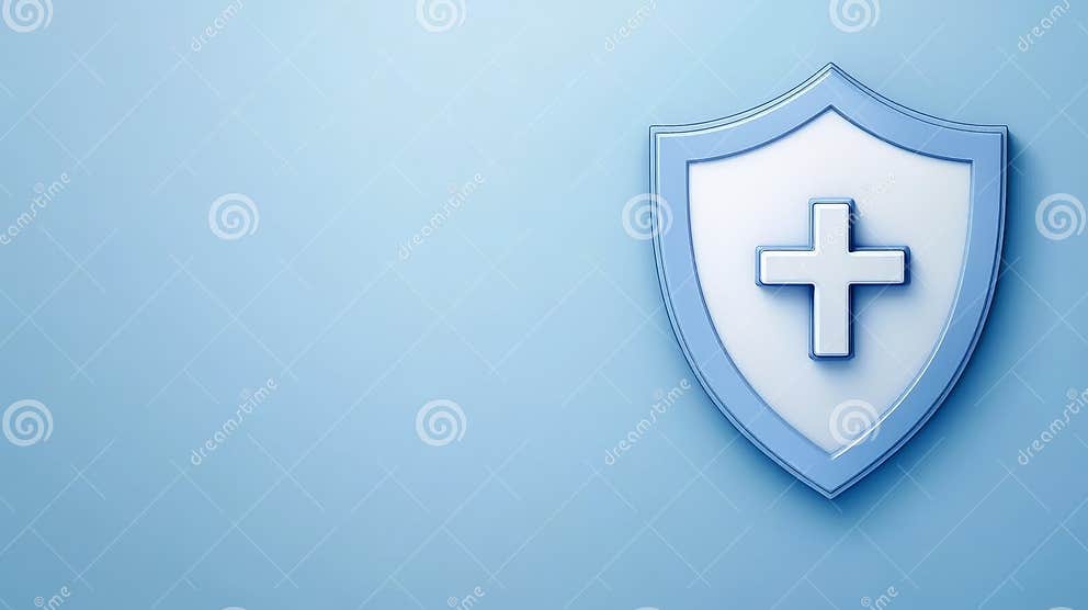 Minimalist Blue Security Shield Featuring a White Cross, Representing ...