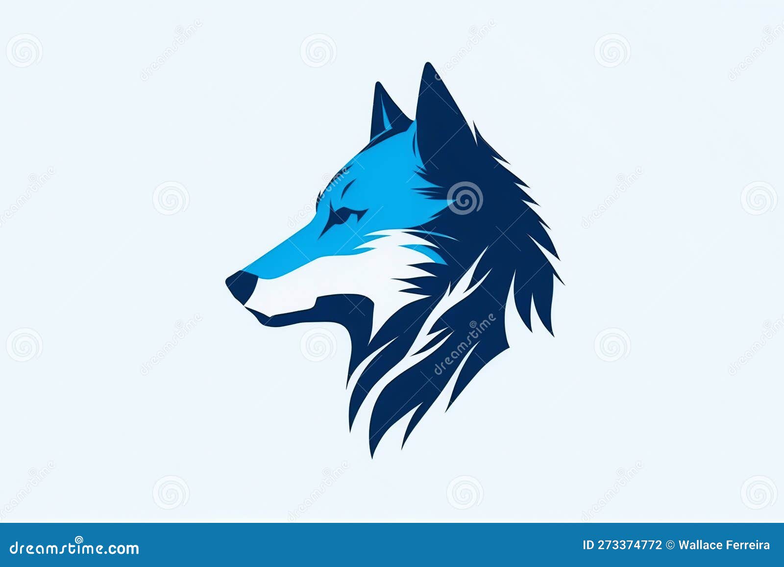 Minimalist Blue Wolf on Light Background. Generative AI. Stock ...