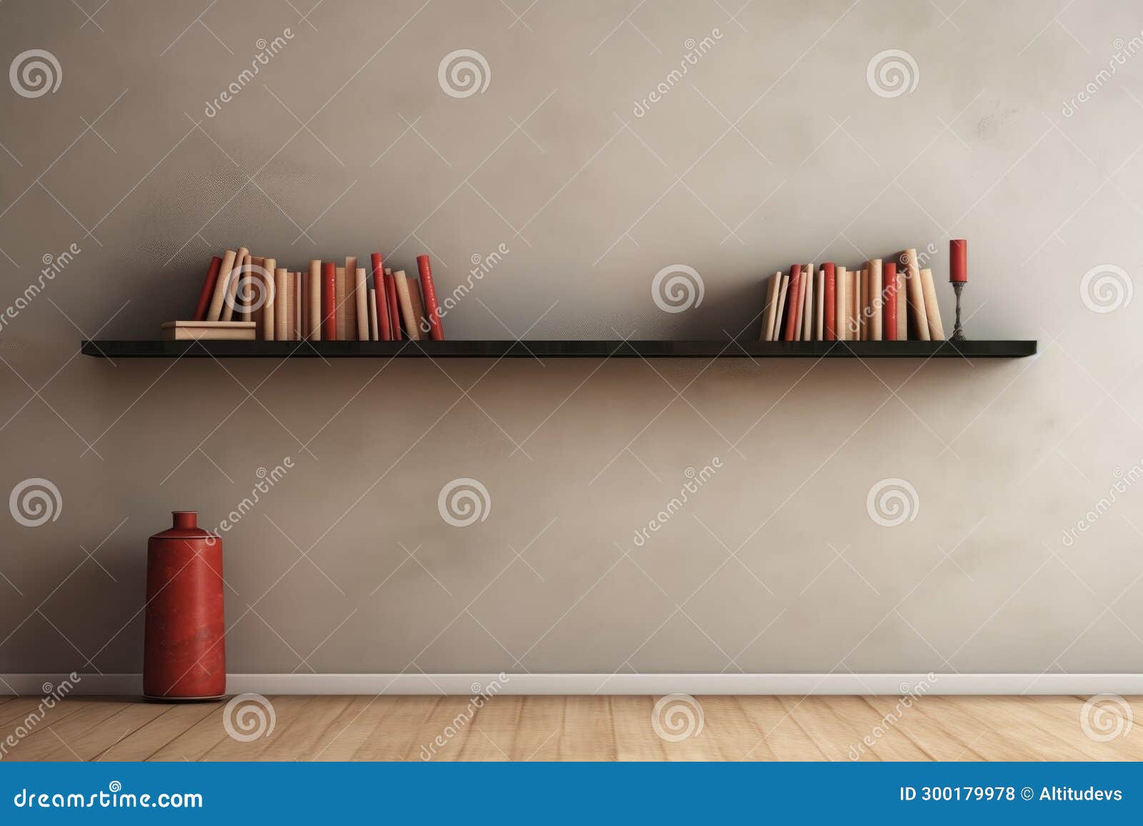 Minimalist Bookshelf with Few Books on a Plain Wall Stock Photo - Image ...