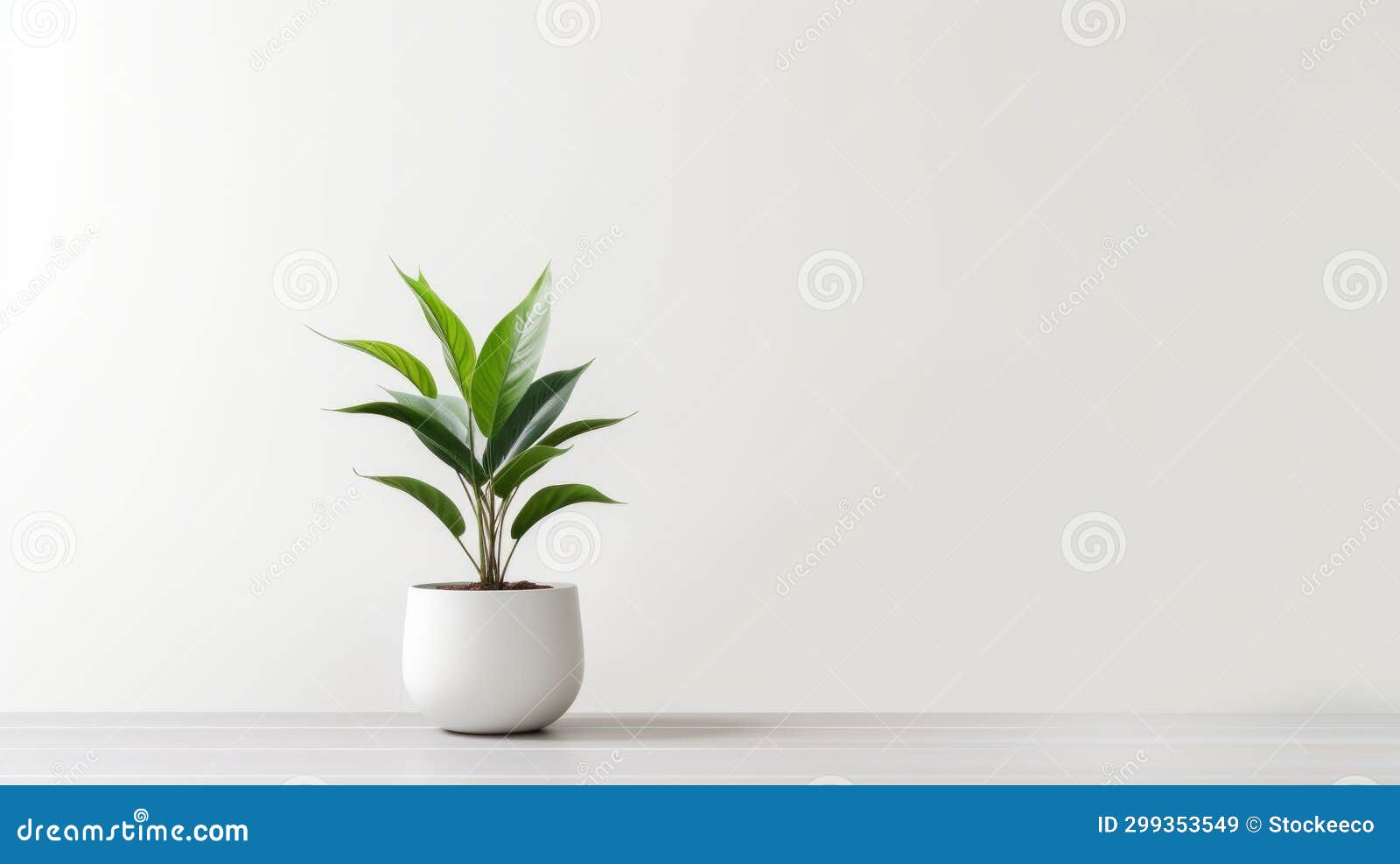 8k Resolution Empty White Floor with Green Plant in Pot Stock ...
