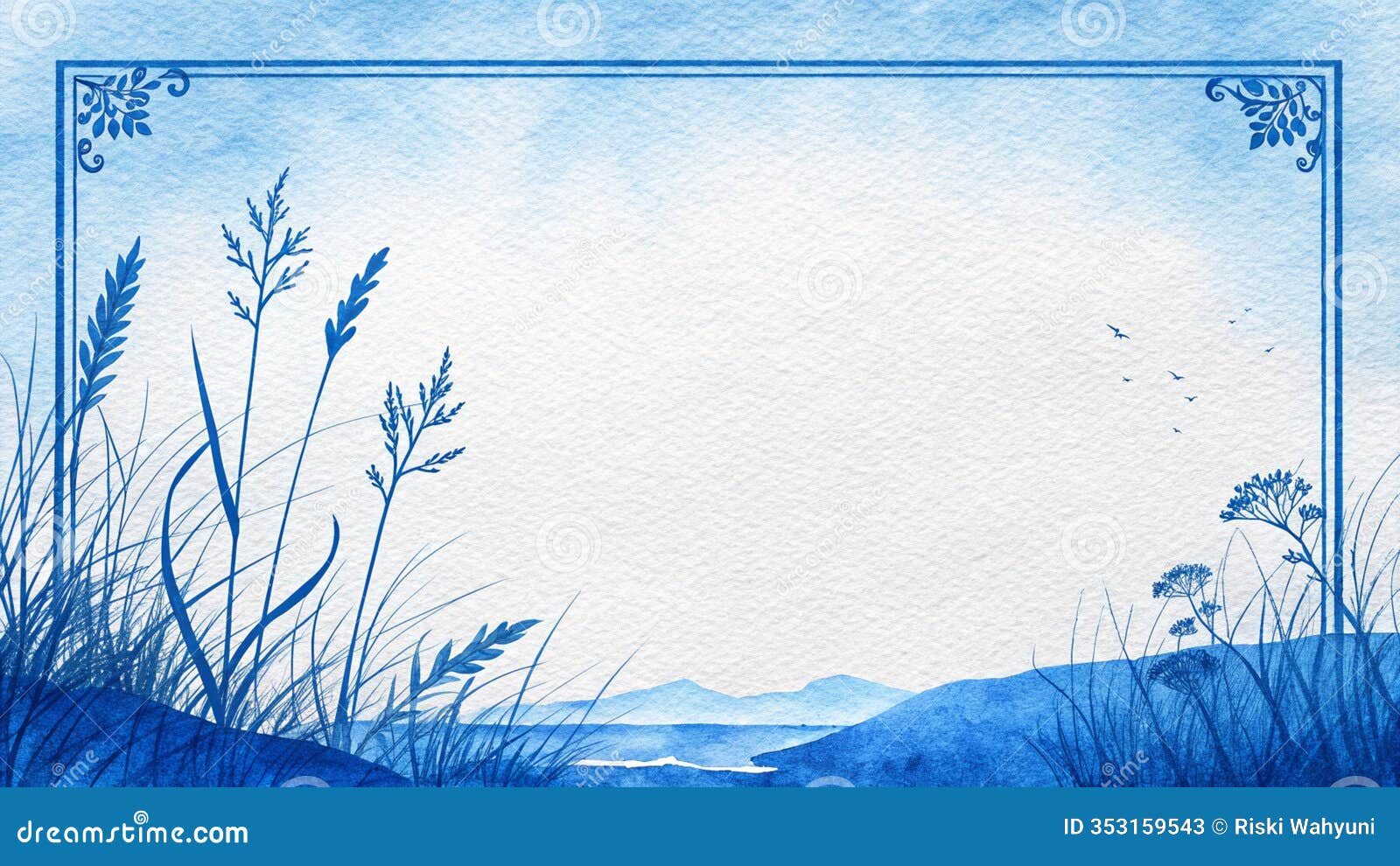 Minimalist Border Design with Paper Texture and Azure Sky Palette Stock ...