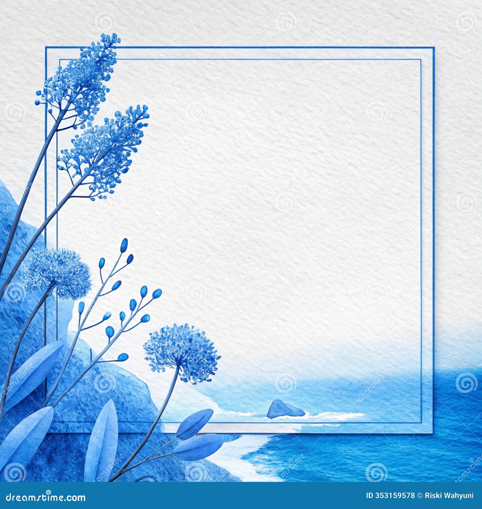 Minimalist Border Design with Paper Texture and Azure Sky Palette Stock ...