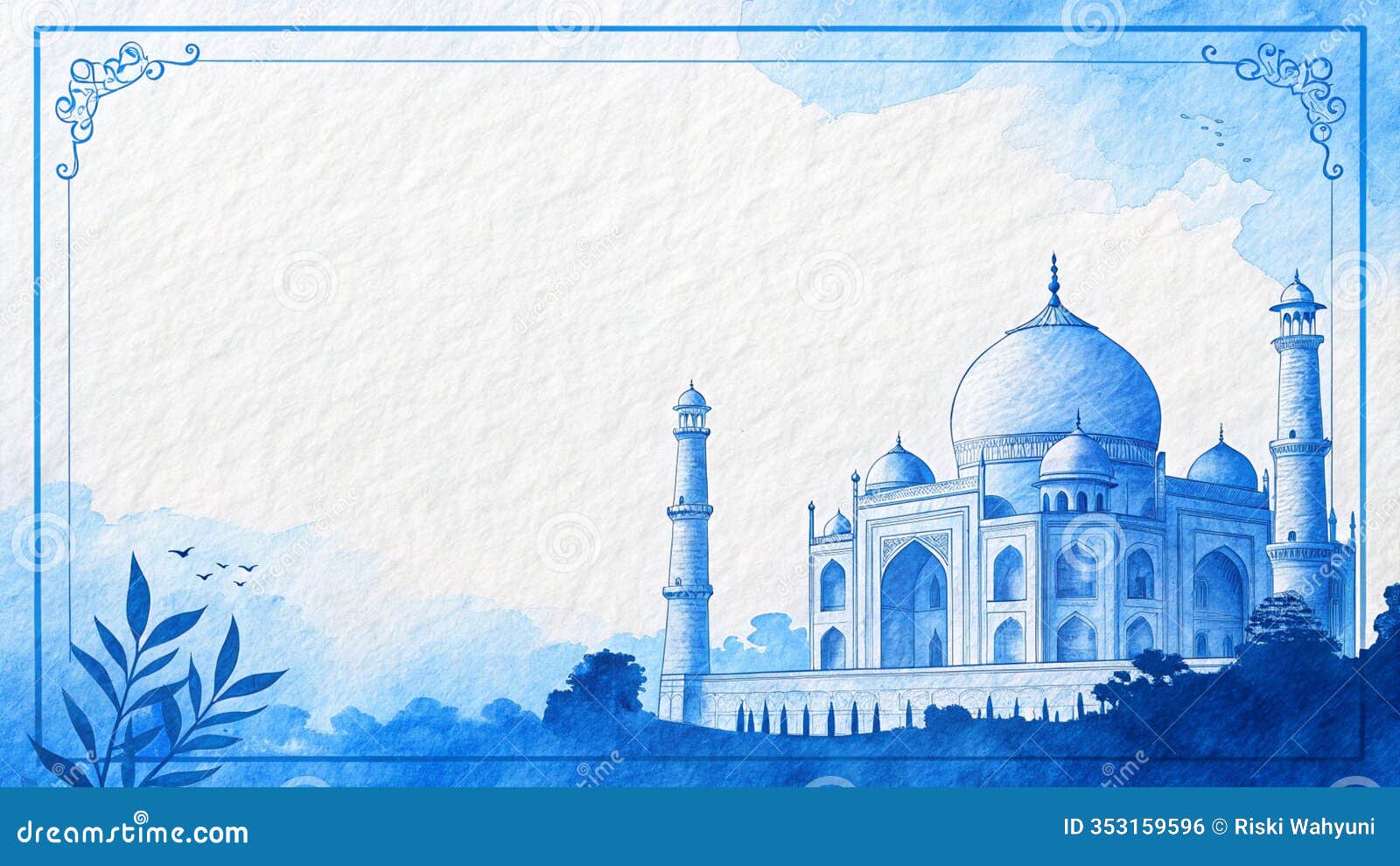 Minimalist Border Design with Paper Texture and Azure Sky Palette Stock ...