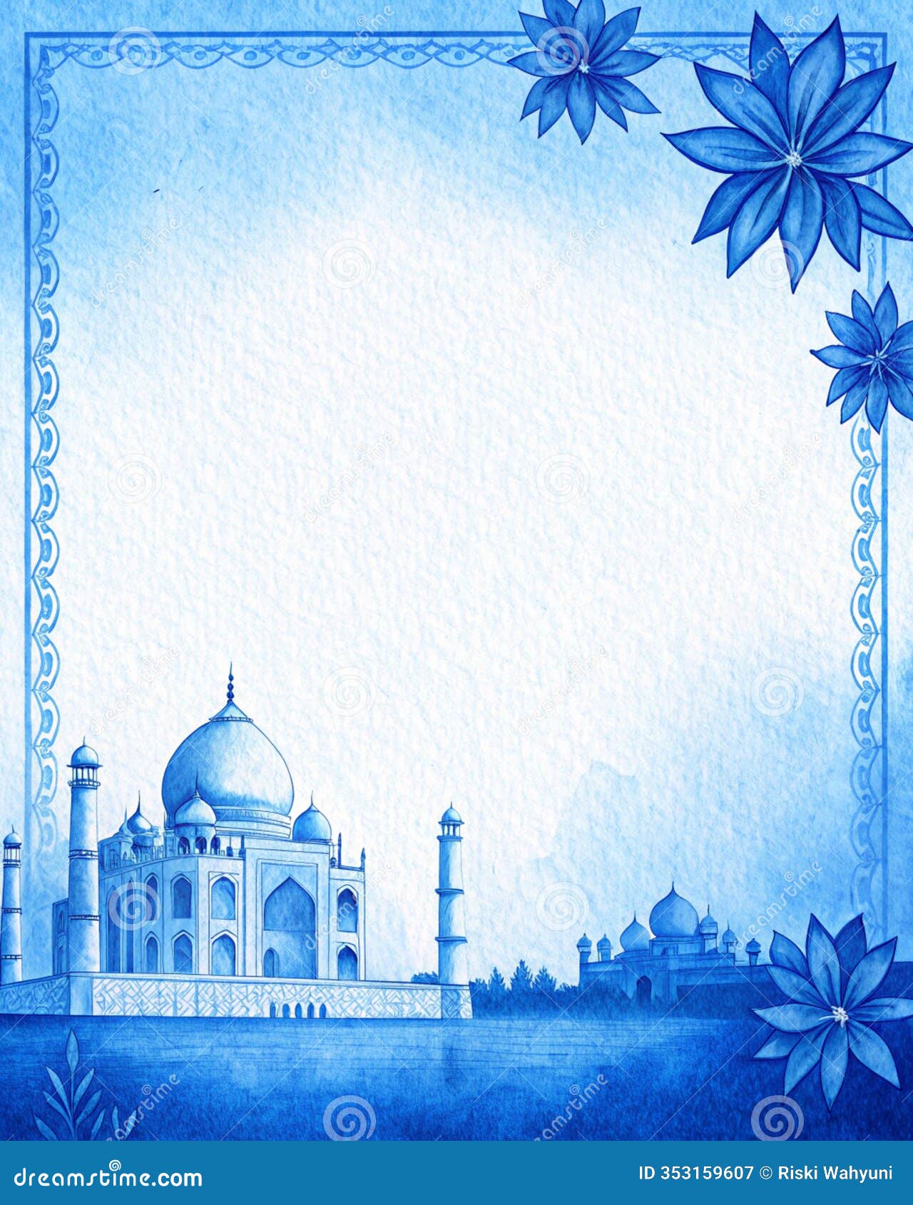 Minimalist Border Design with Paper Texture and Azure Sky Palette Stock ...