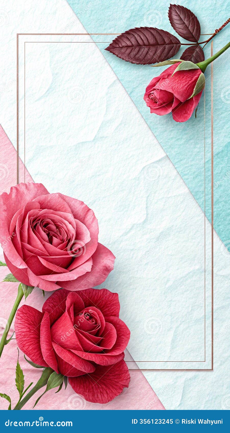 Minimalist Border Design with Paper Texture and Crimson Rose Palette ...