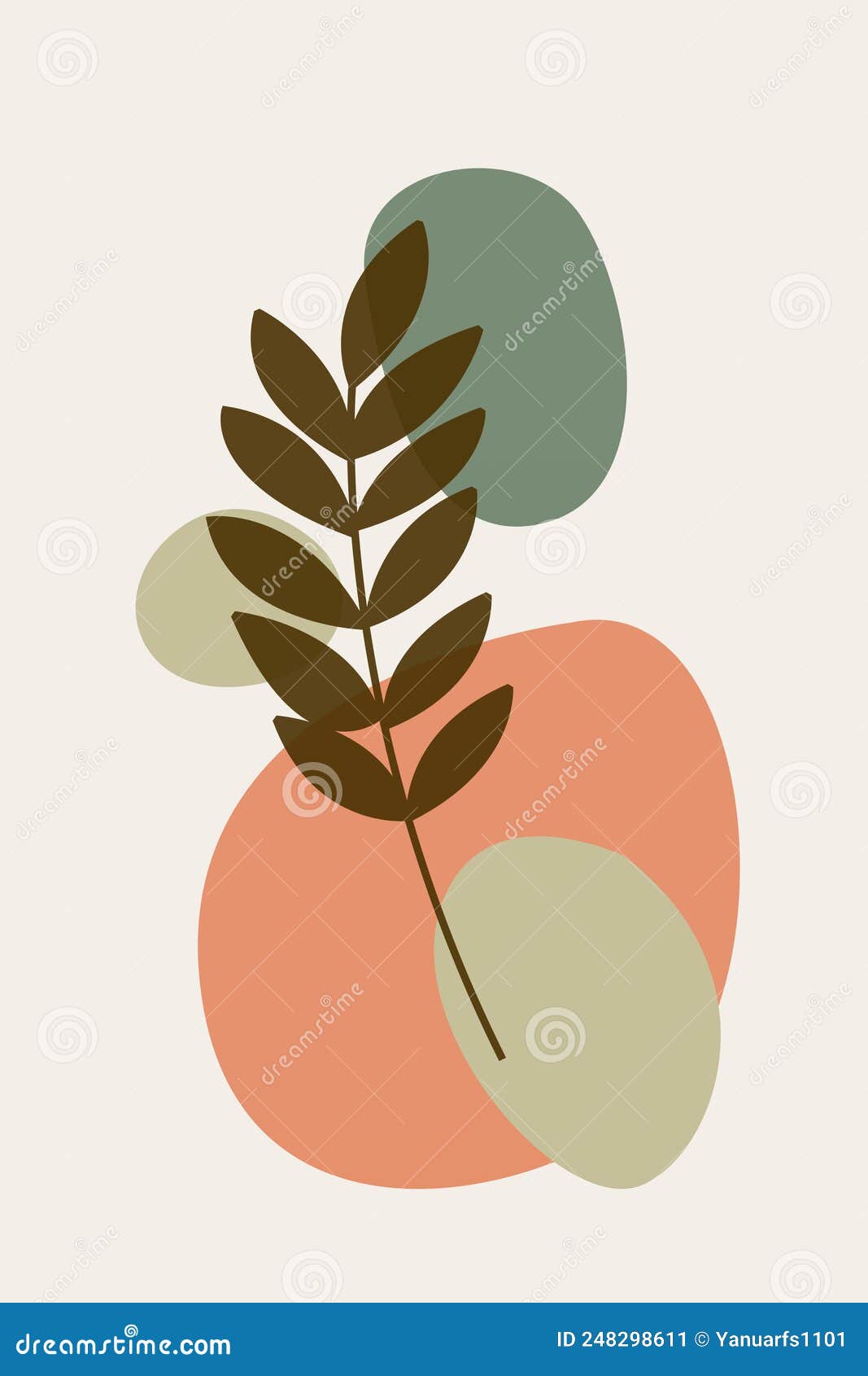 Abstract Bohemian Botanical Printable Wall Art Stock Illustration ...