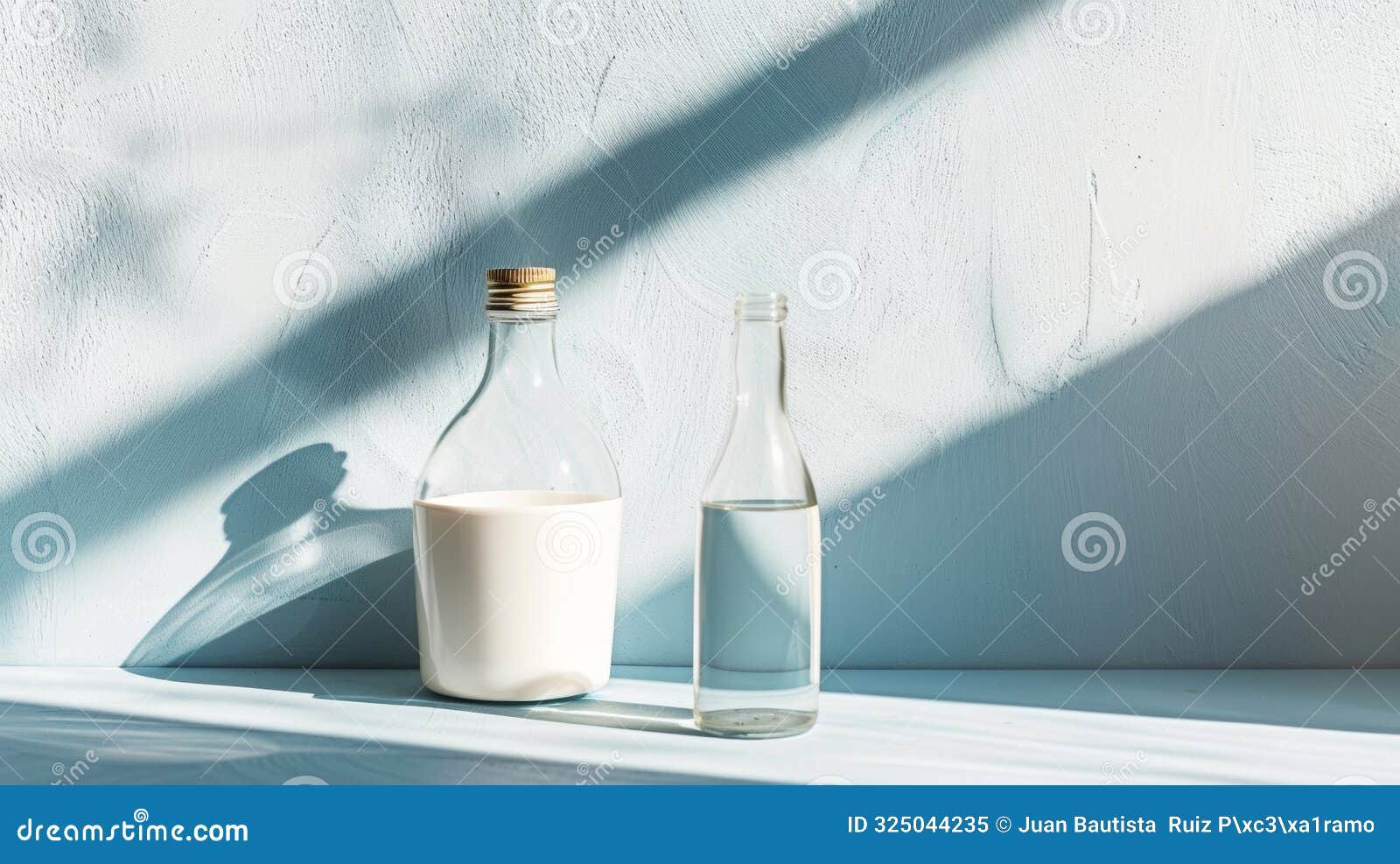 Minimalist Bottles with Shadows on Light Background Stock Image - Image ...